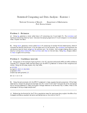 Problems 12 - Study Material Summer Semester - Statistical Computing and Data Analysis ...