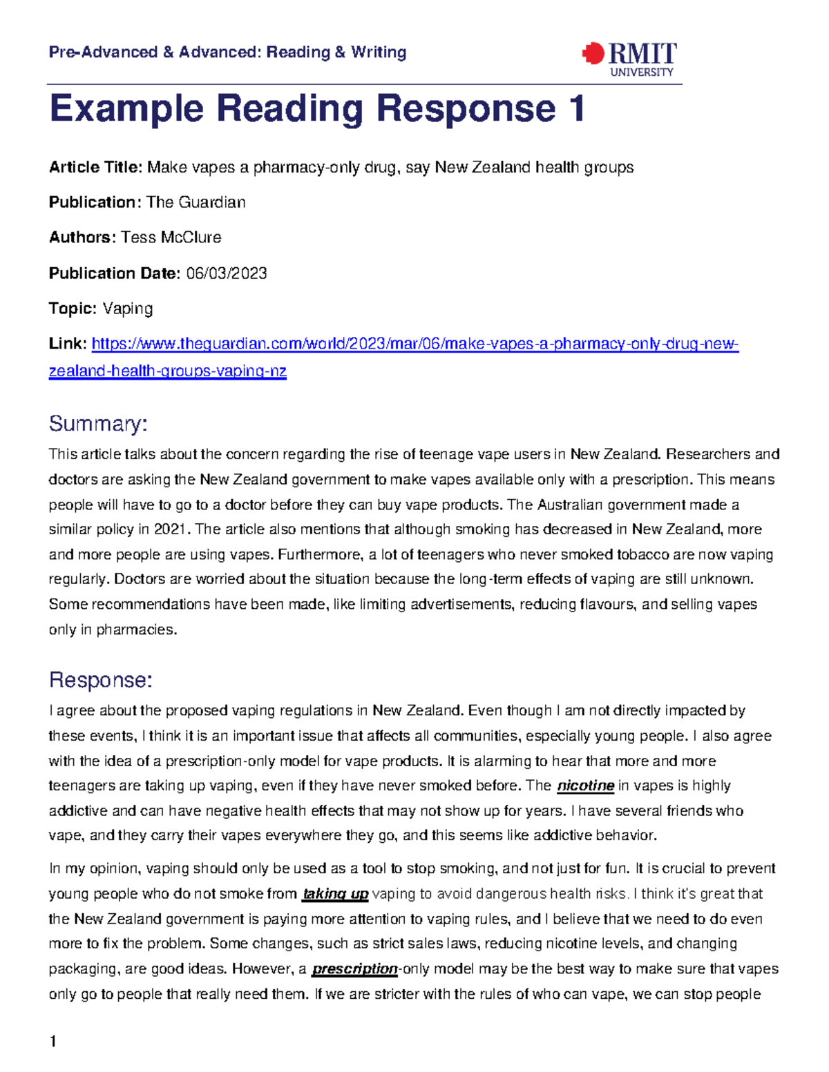 6. IRR Example (PA A-RW) - Pre-Advanced & Advanced: Reading & Writing 1 ...