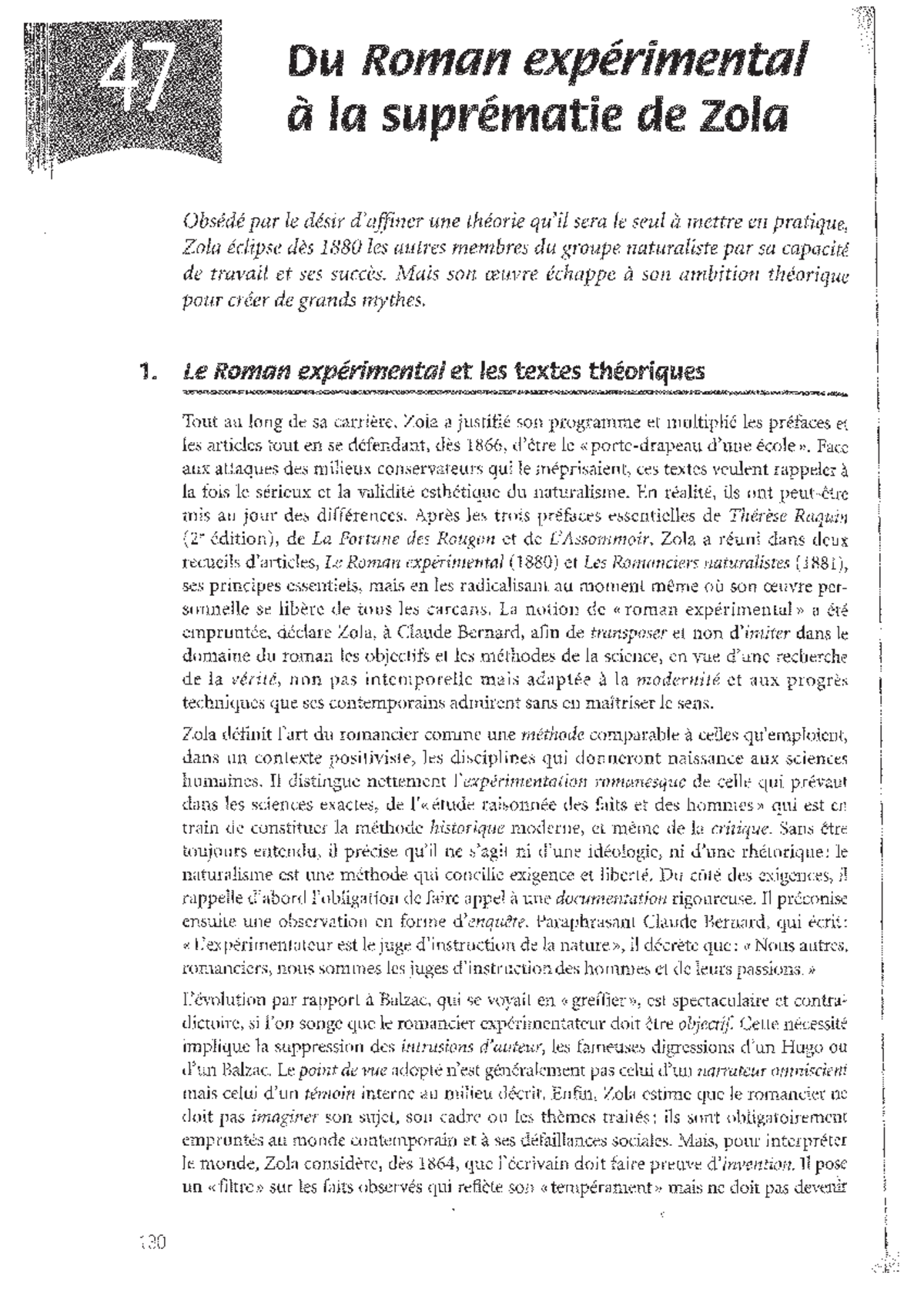 Mouvements littéraires - 47 - Du Roman expérimental à la suprématie de ...