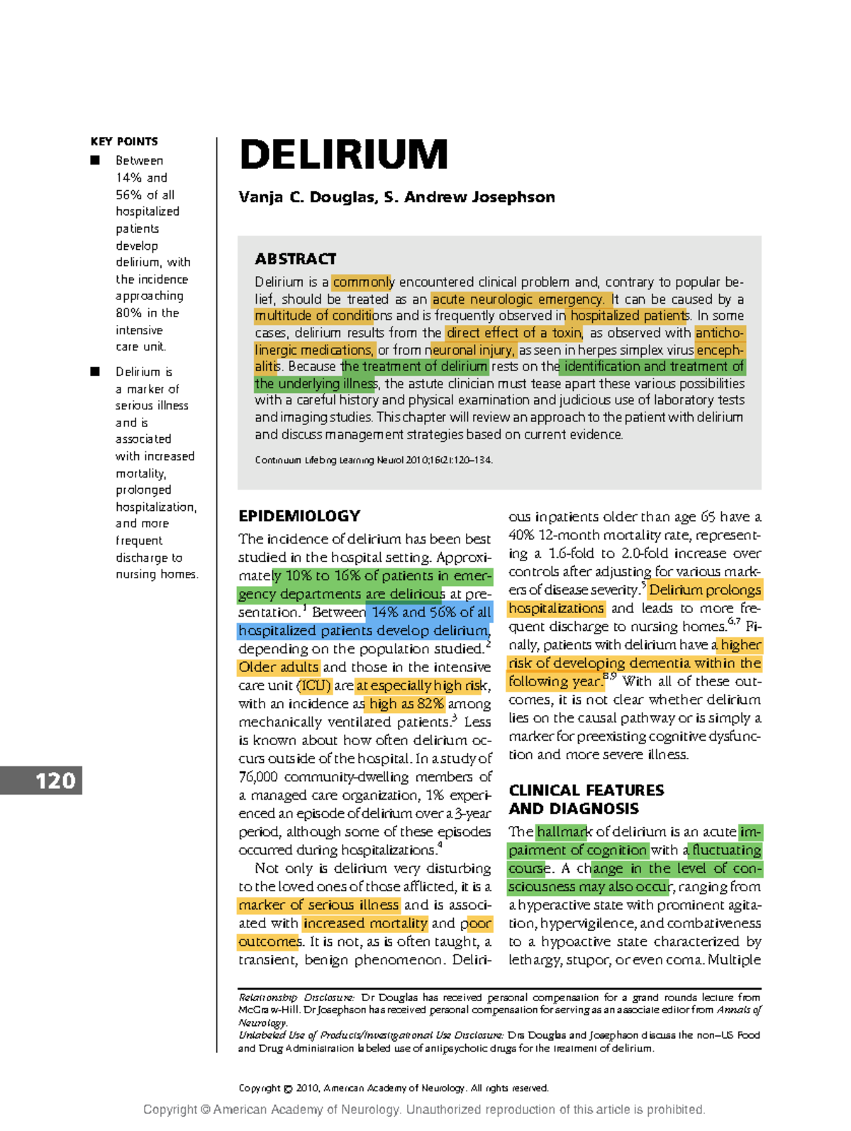 Delirium Continuum - DELIRIUM Vanja C. Douglas, S. Andrew Josephson ...