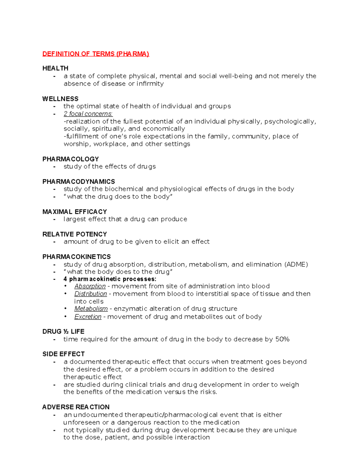 Terms of Pharmacy - This would be a big help to all students ...