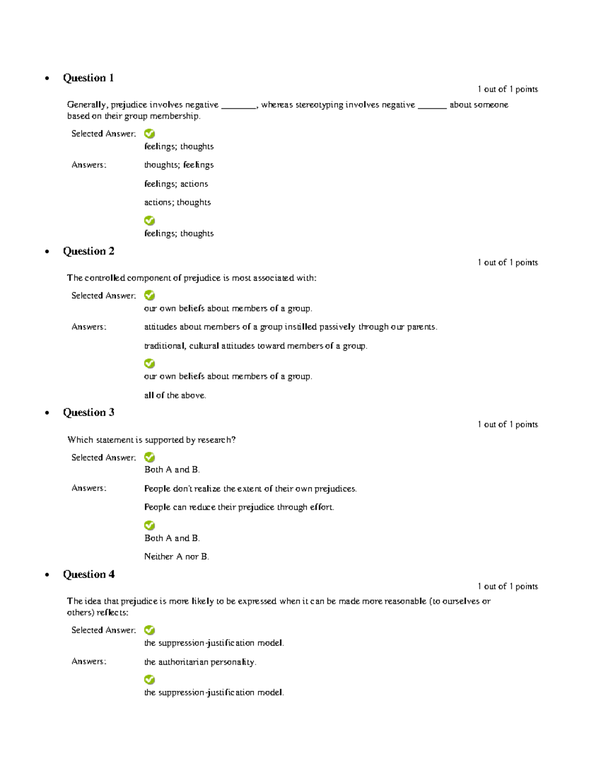 Chapter 4 Quiz - Weekly Quiz - Question 1 1 out of 1 points Generally ...