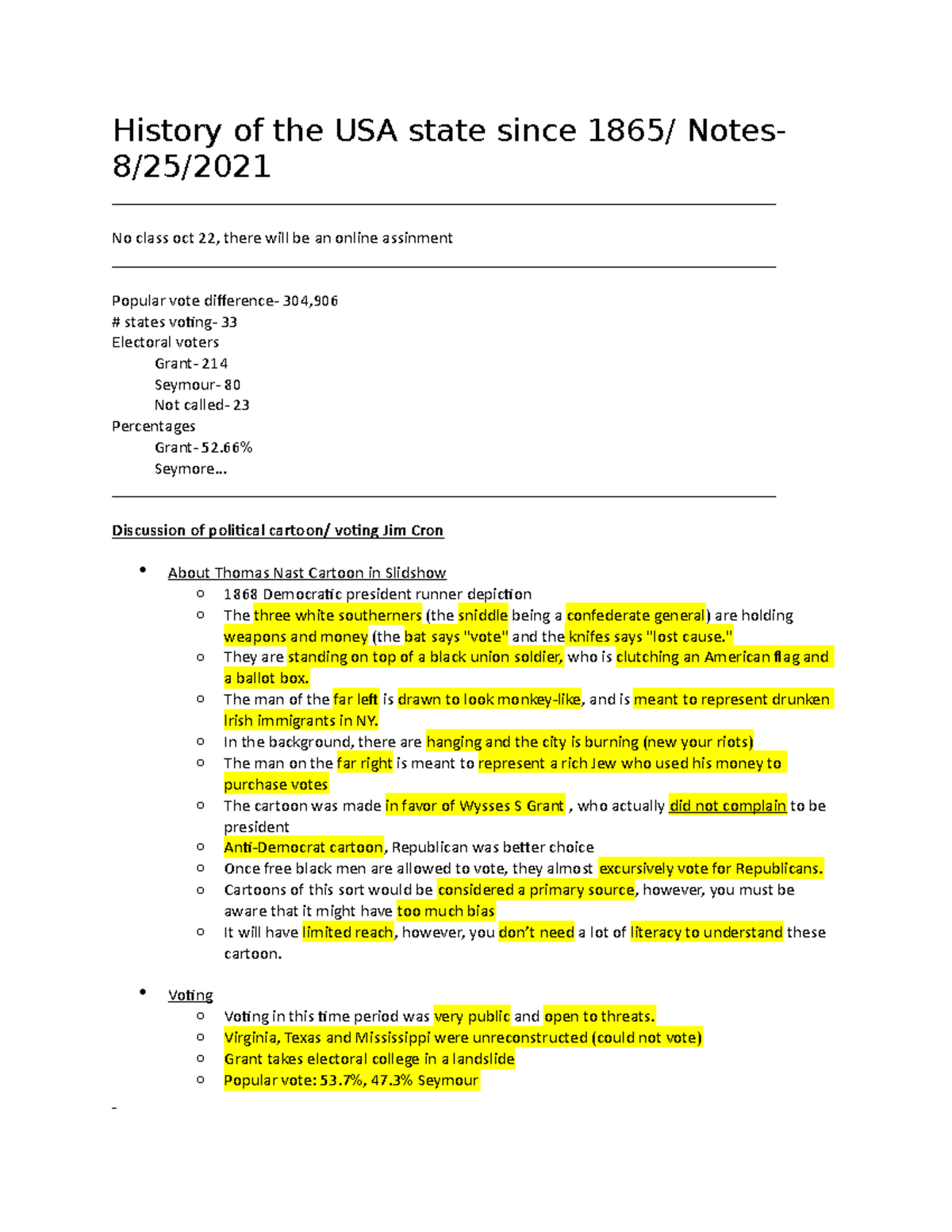 History of the USA state since 1865 - .. - Studocu