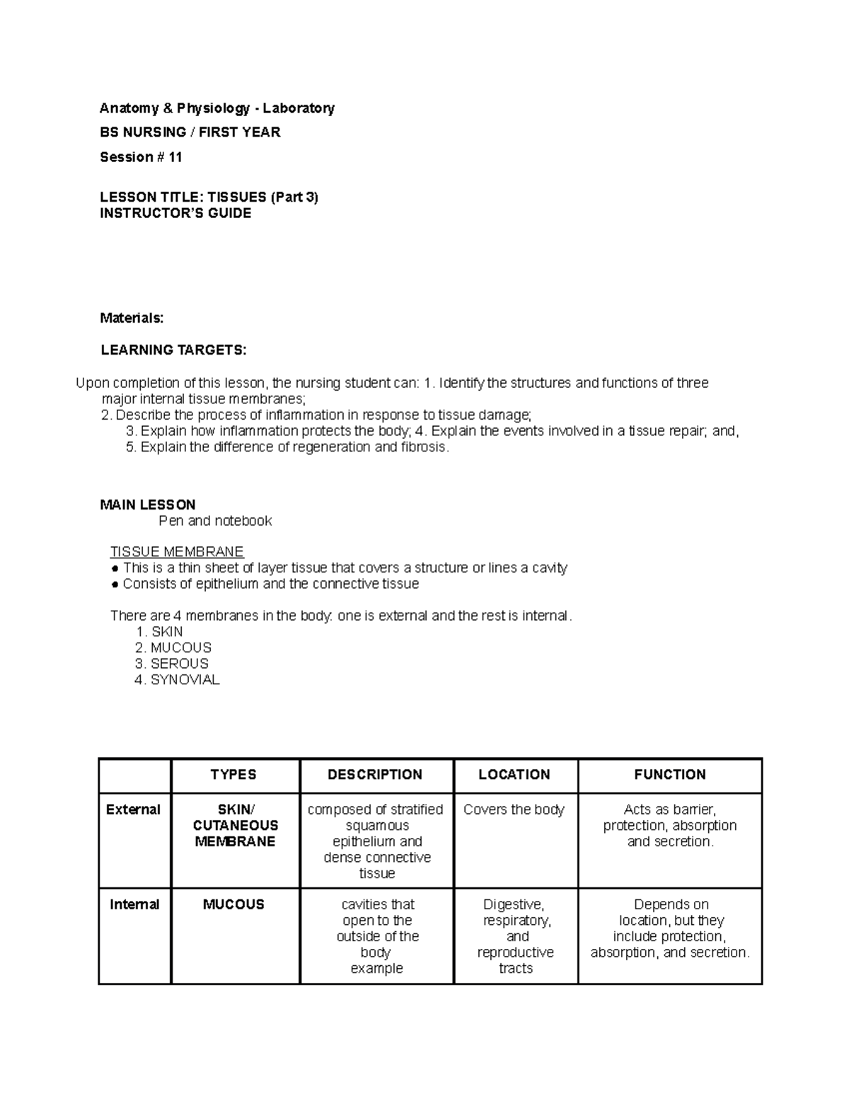 Anaphy LAB SAS 11 - Anatomy & Physiology - Laboratory BS NURSING ...