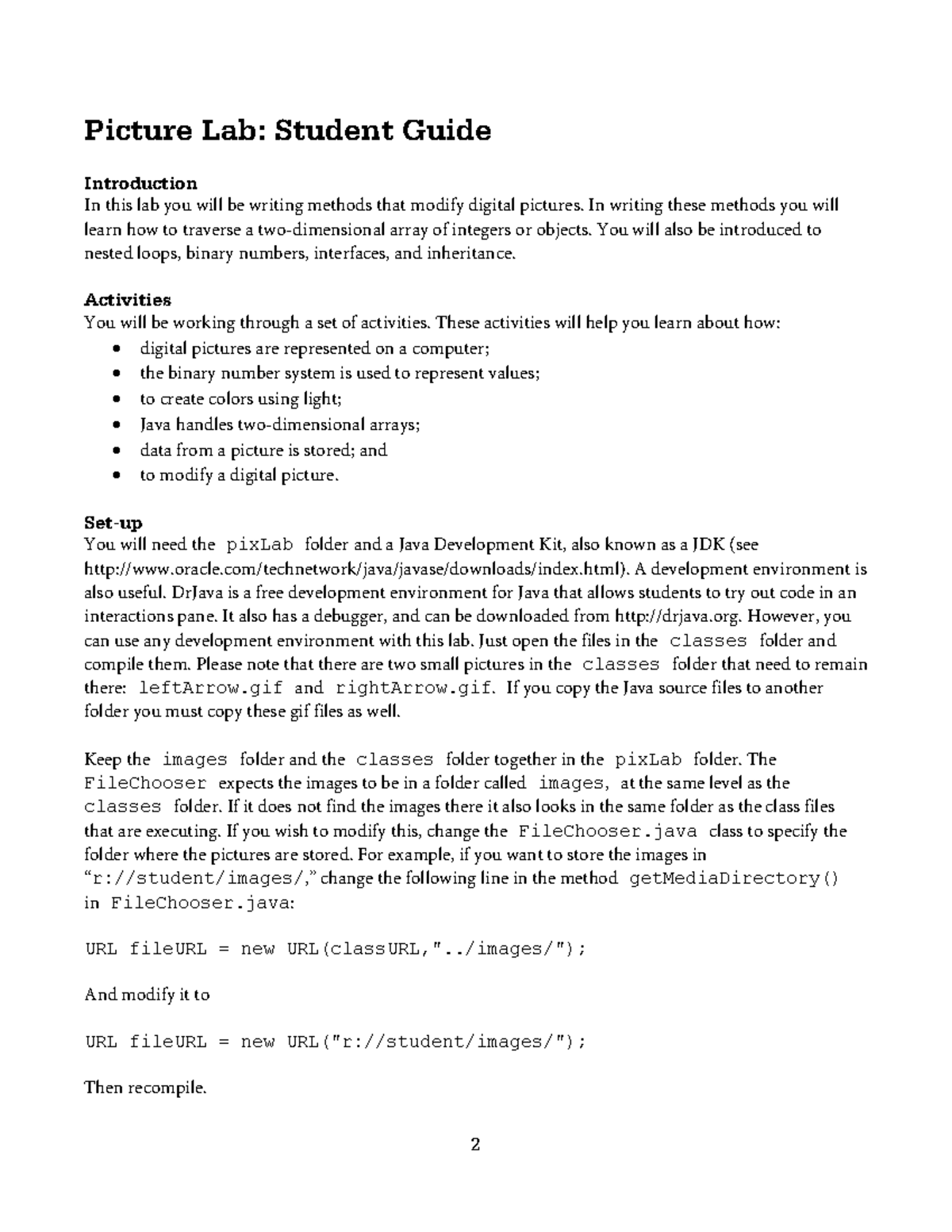 Picture Lab Guide - Picture Lab: Student Guide Introduction In this lab ...