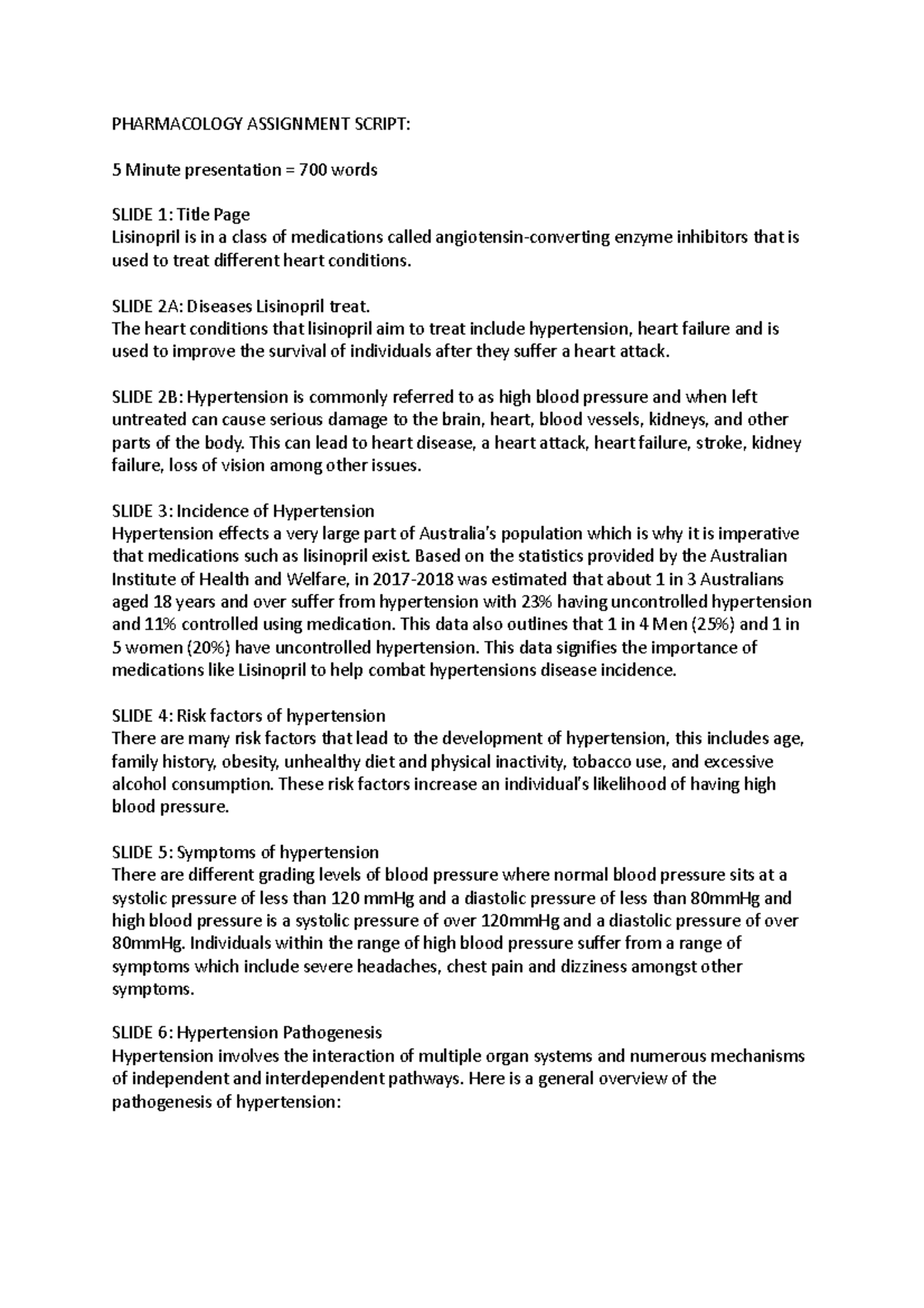 Pharmacology Assignment Script - PHARMACOLOGY ASSIGNMENT SCRIPT: 5 ...