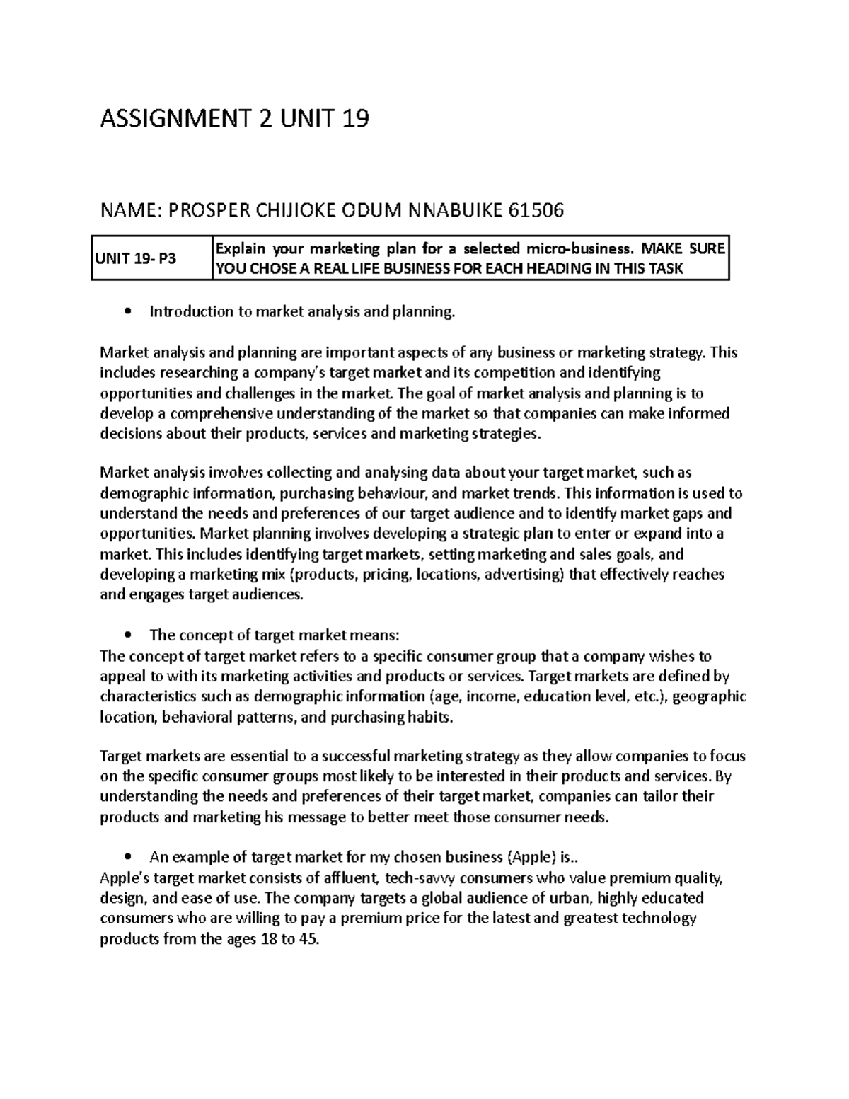Unit 19 Assignment 2 - ASSIGNMENT 2 UNIT 19 NAME: PROSPER CHIJIOKE ODUM ...