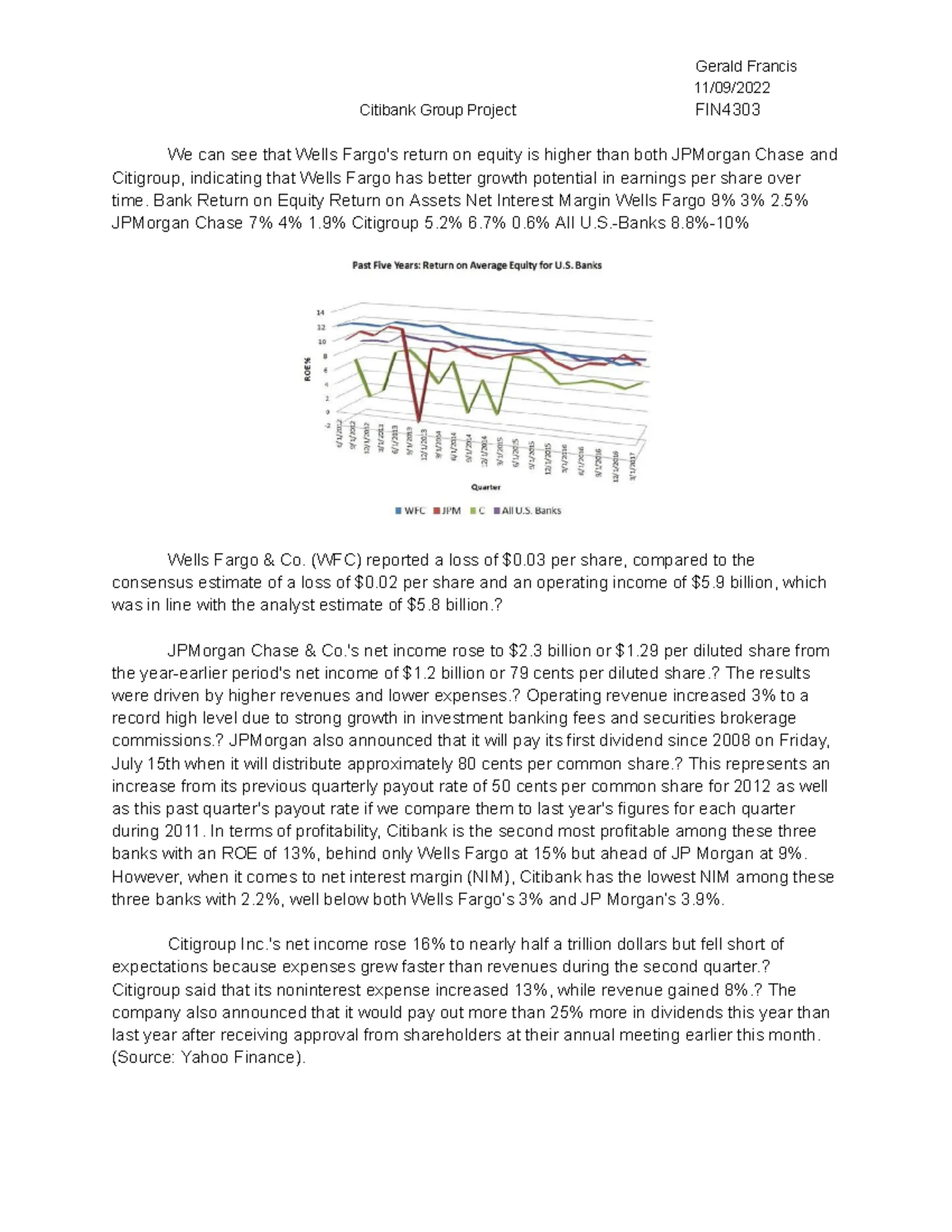 FIN-Project - large group project due for this class including formulas ...