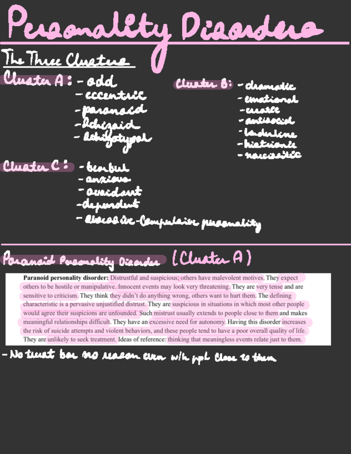 Personality Disorders - PSY 240 - Studocu