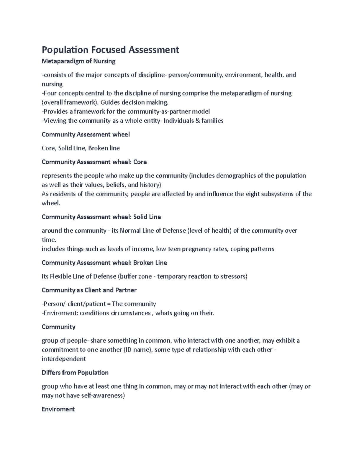Population Focused Assessment - Population Focused Assessment ...