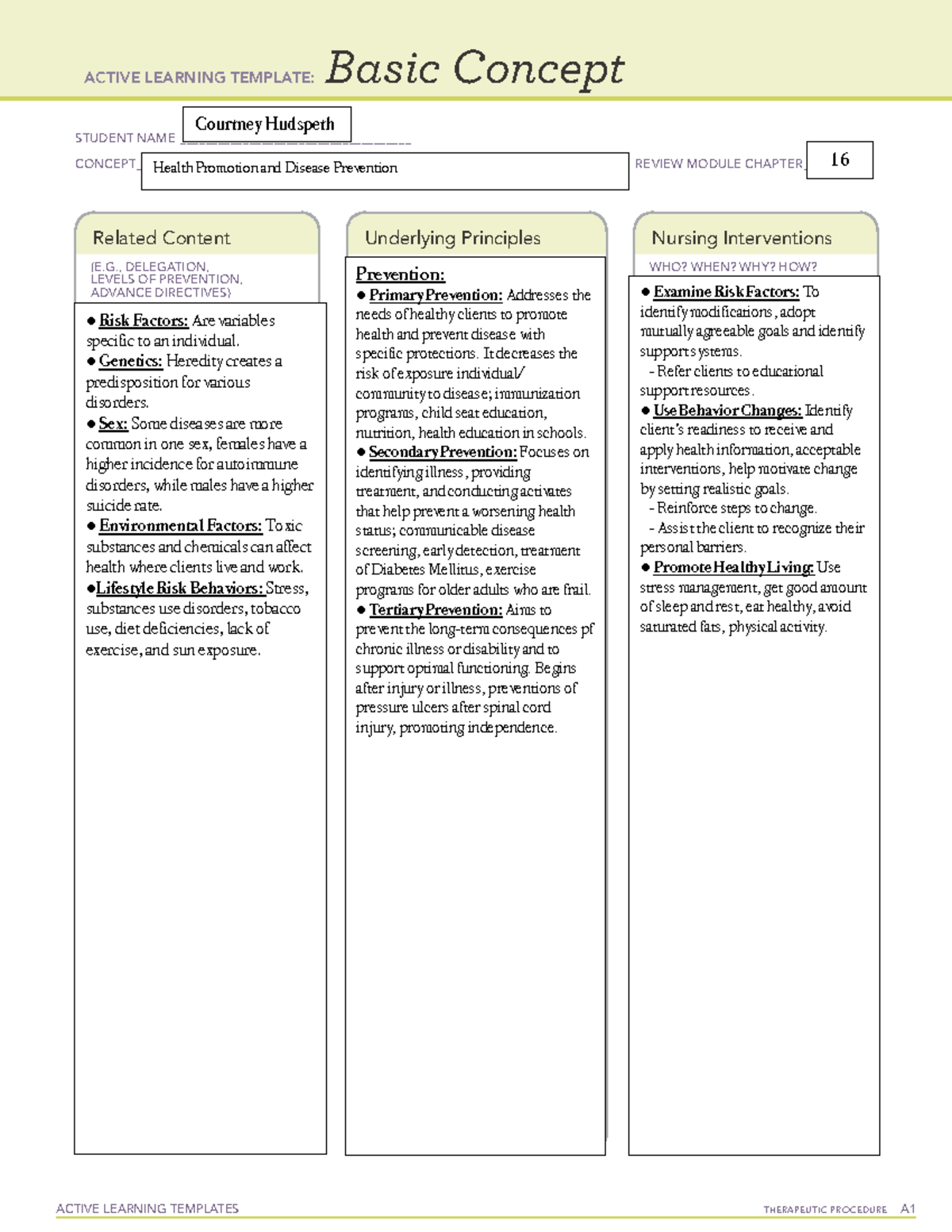 Health Promotion and Disease Prevention Basic Concept chp16 - ACTIVE ...