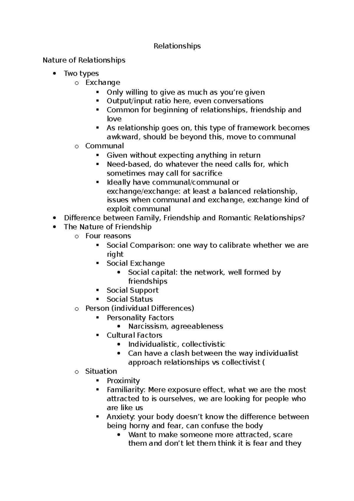 Notes 12 - Relationships - Relationships Nature of Relationships Two ...