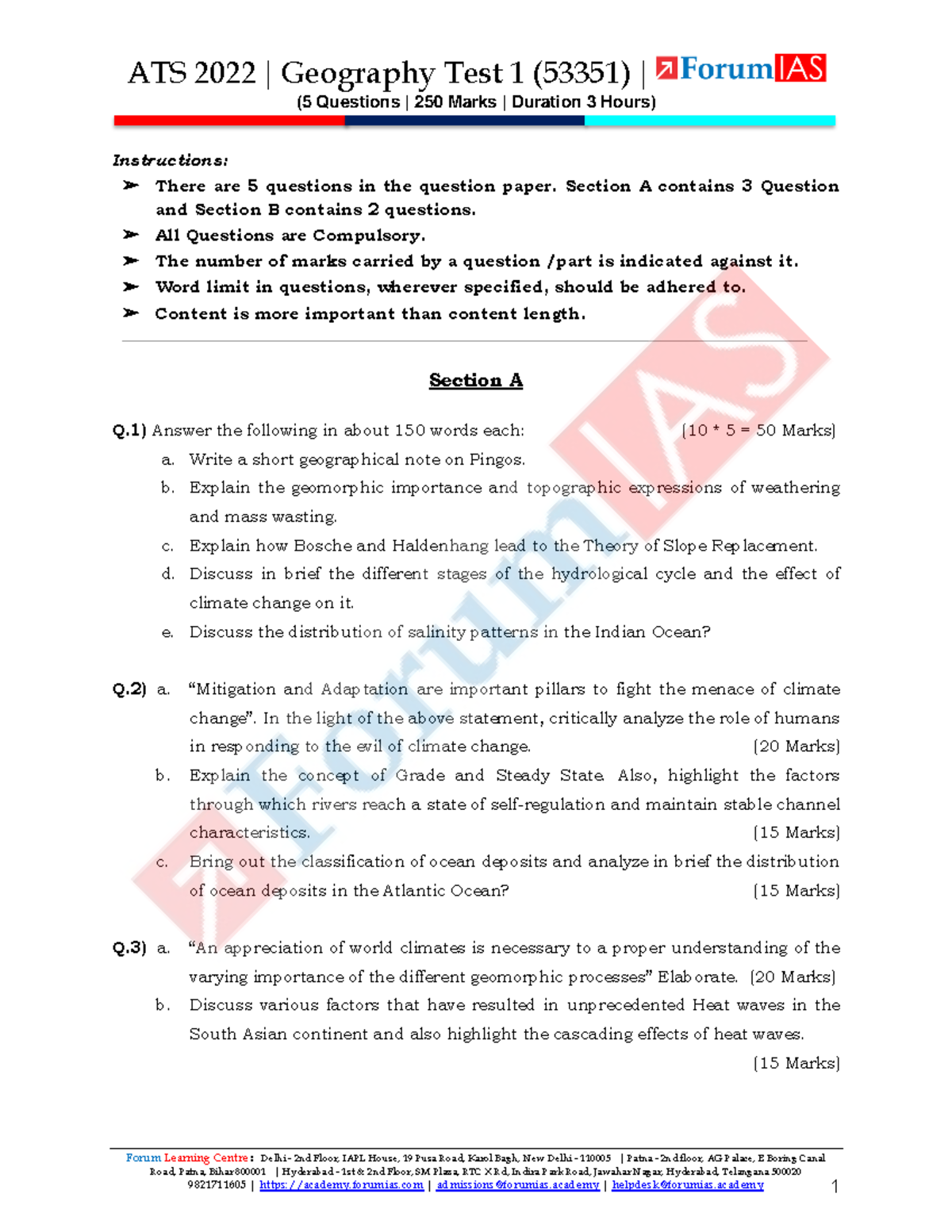 Ats 2022 batch 1 geography test 1 qp - ATS 2022 | Geography Test 1 ...