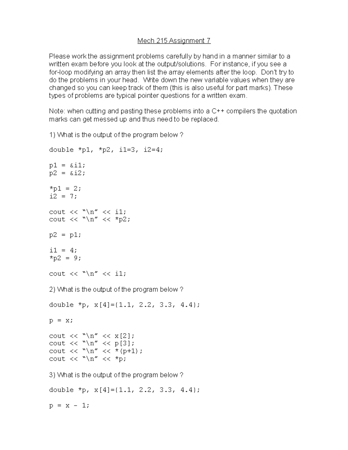 MECH215 assignment 7 - MECH 215 - Concordia - Studocu