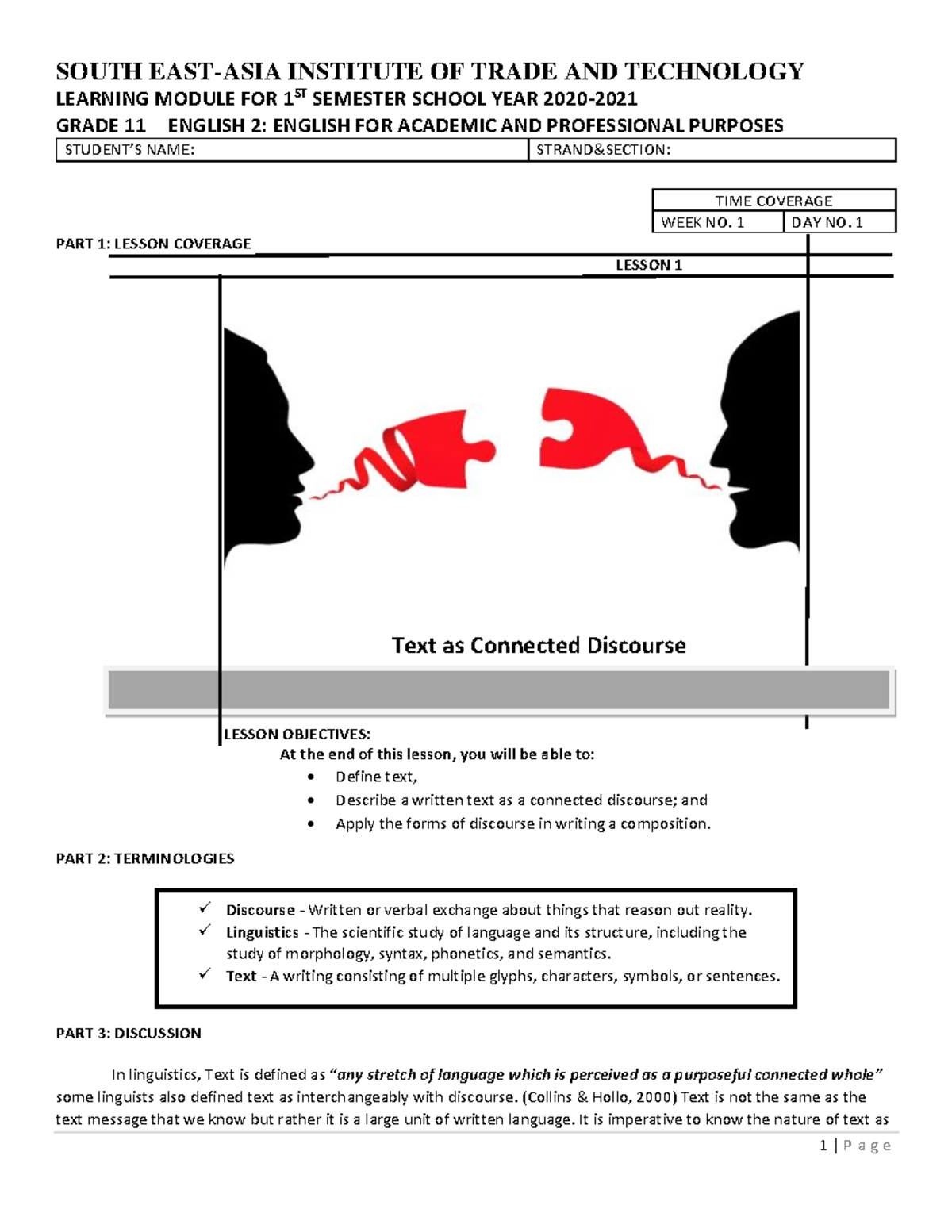 English-3- Module - LEARNING MODULE FOR 1ST SEMESTER SCHOOL YEAR 2020 ...