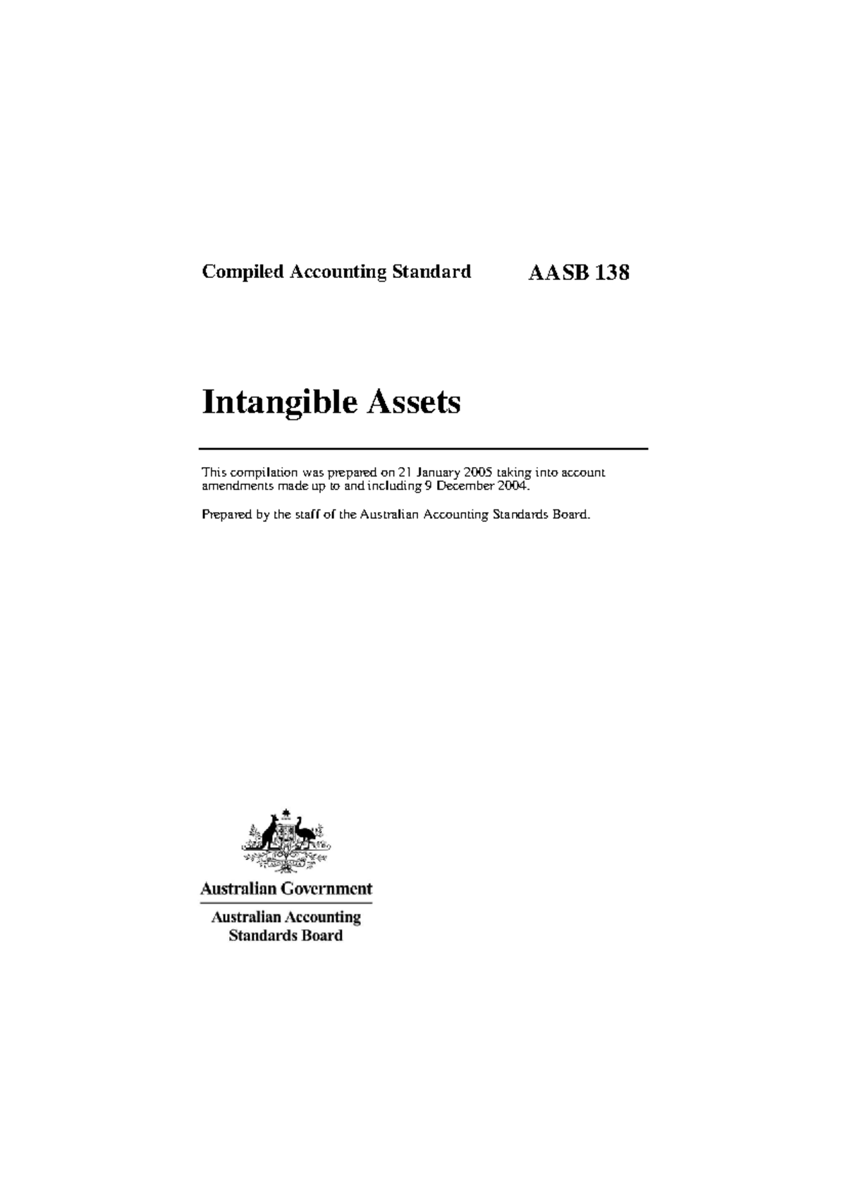 AASB138 intangibles assets - Compiled Accounting Standard AASB 138 ...