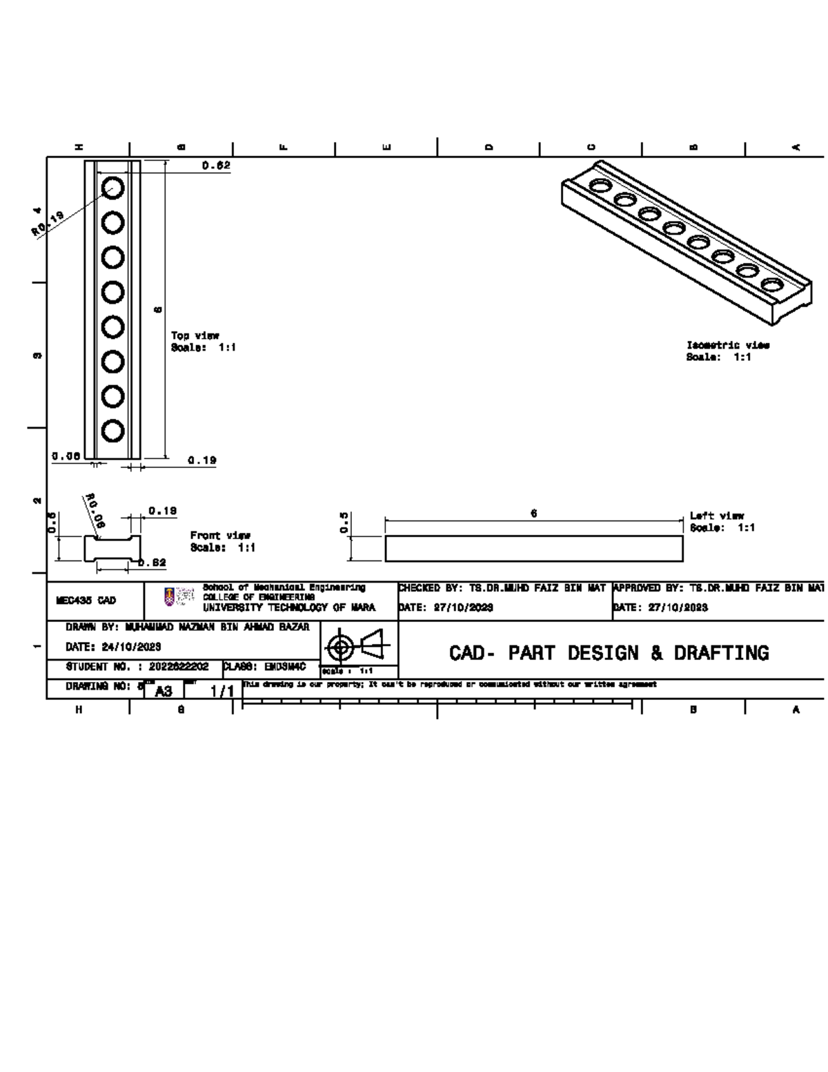 Drafting part 8 man - practice - Computer aid Design - Studocu