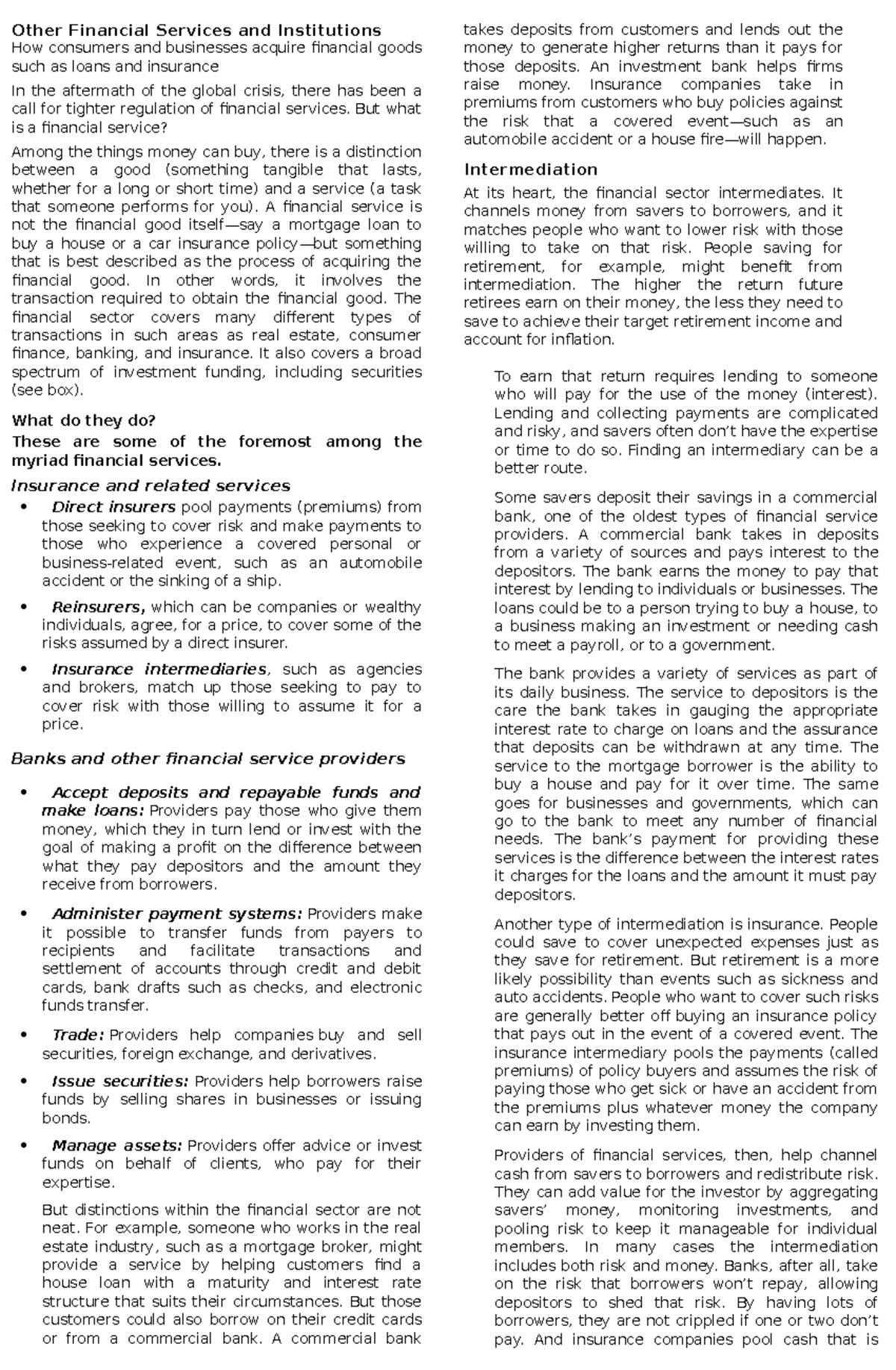 Weel 17 Other Financial Services and Institutions - Other Financial ...