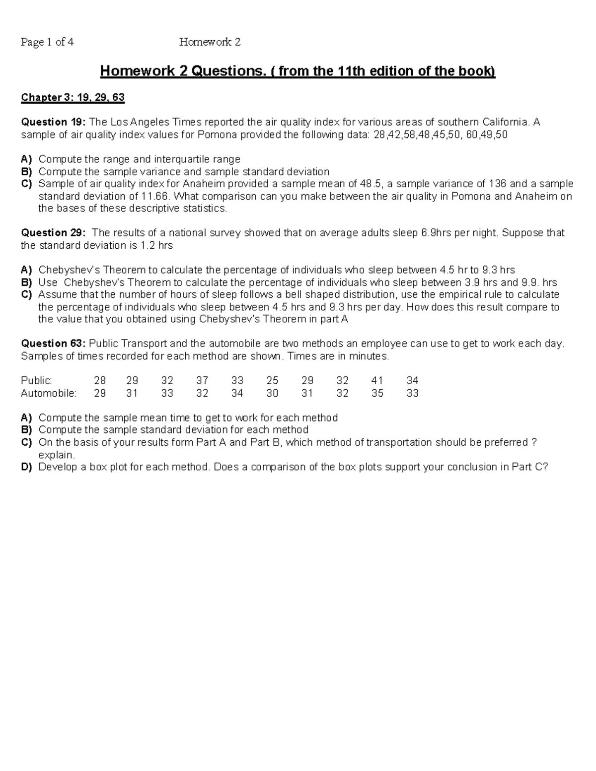 Hwk2 - Homework 2 Questions. ( from the 11th edition of the book ...