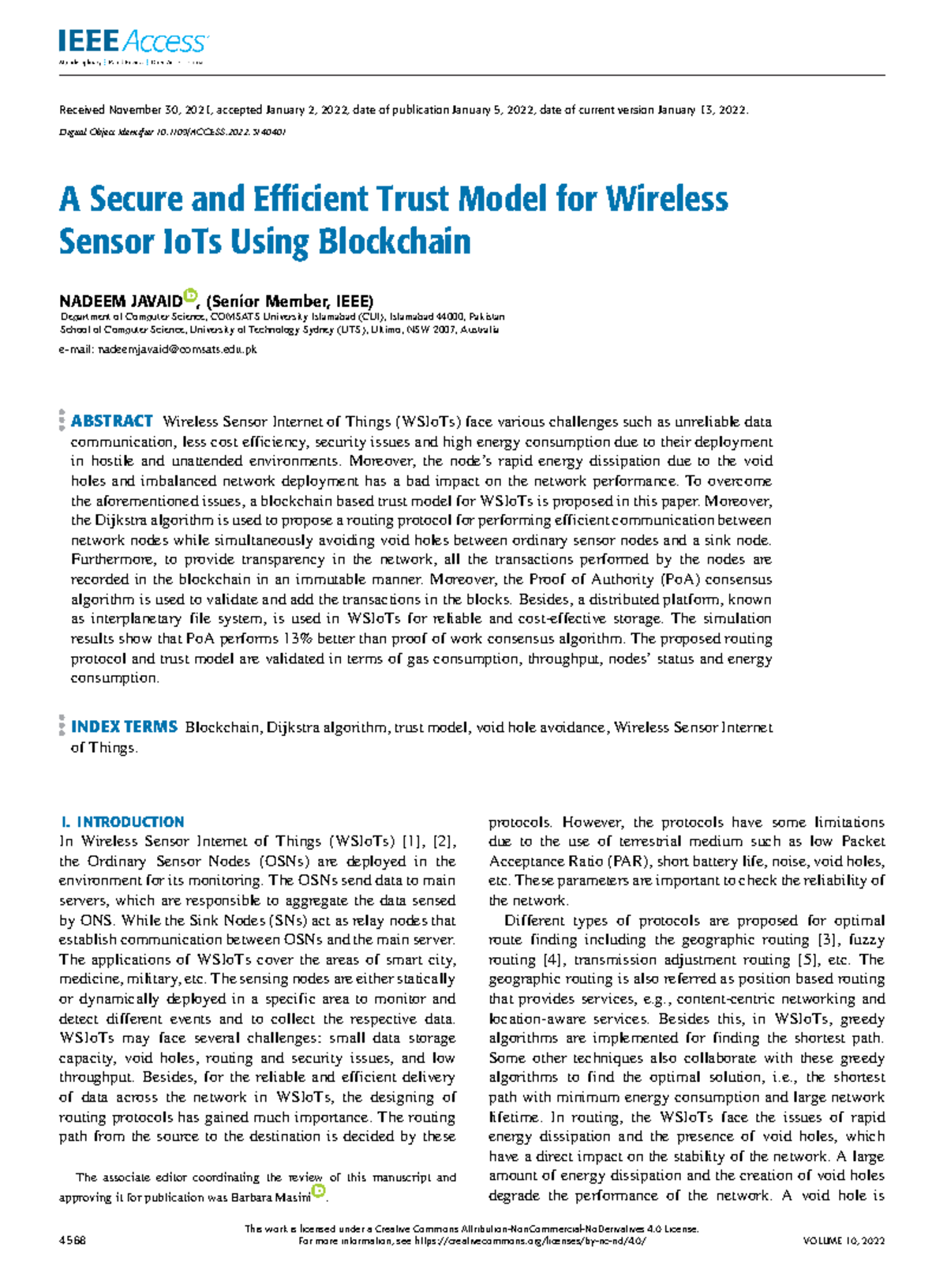 A Secure and Efficient Trust Model for Wireless Sensor Io Ts Using Blockchain - Received ...