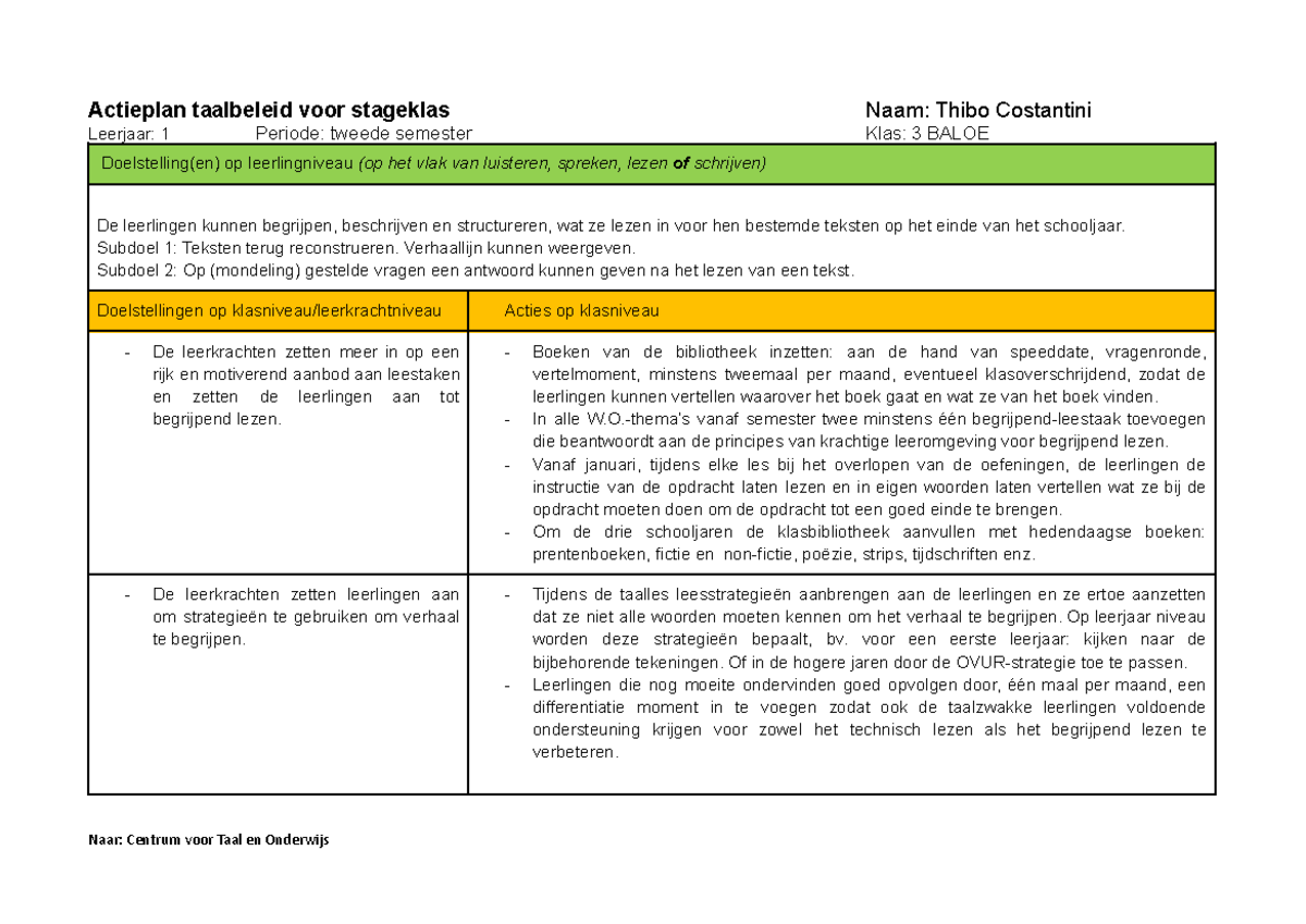 Actieplan Taalbeleid - A c t i e p l a n t a a l b e l e i d v o o r s ...