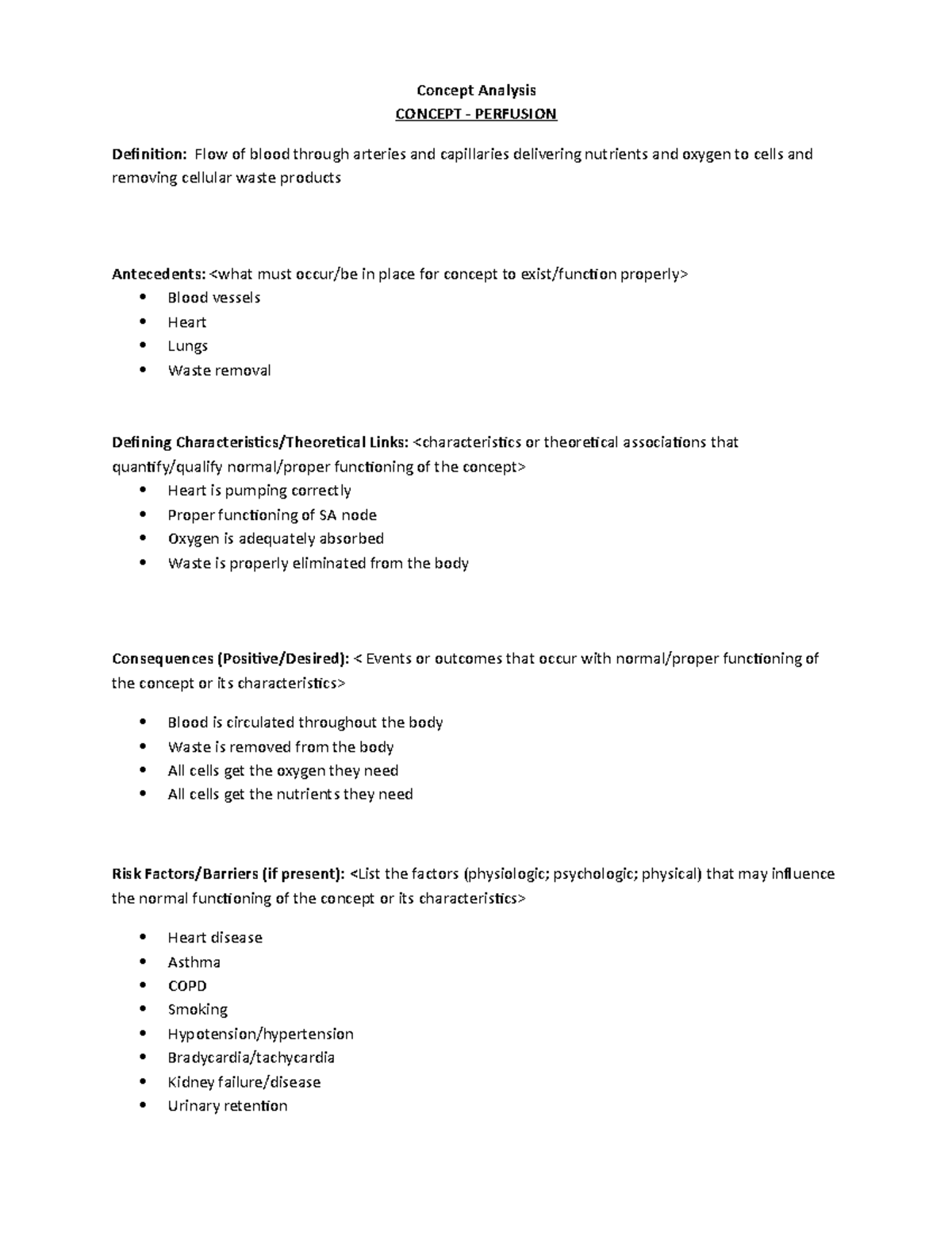 Perfusion Concept Analysis Concept Analysis Concept Perfusion 2268