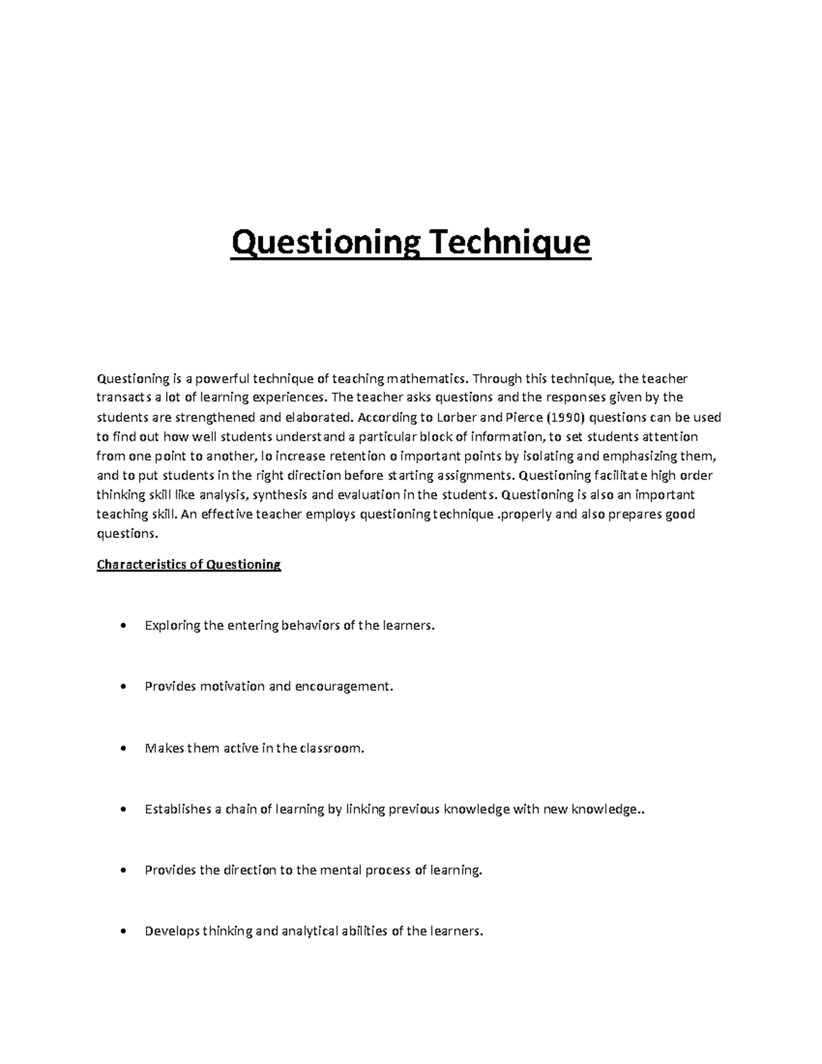 Questioning Technique - Questioning Technique Questioning is a powerful ...