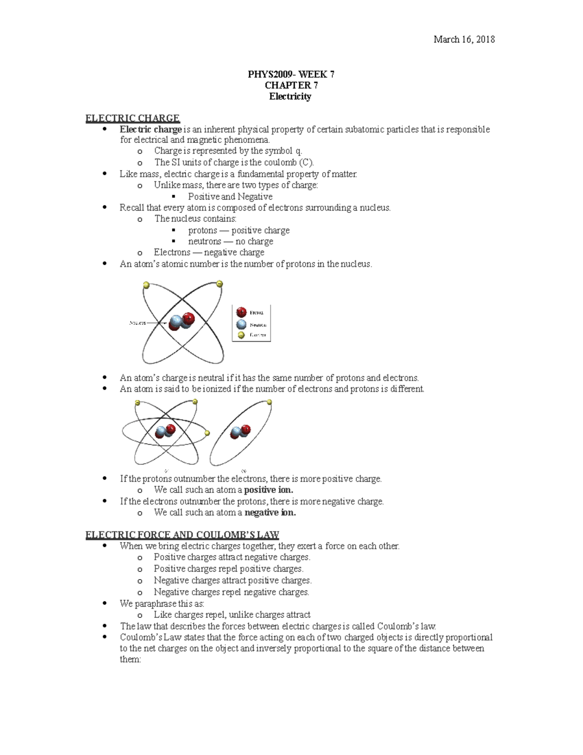 PHYS20009- WEEK 7 - Lecture notes 7 - ####### PHYS2009- WEEK 7 ...