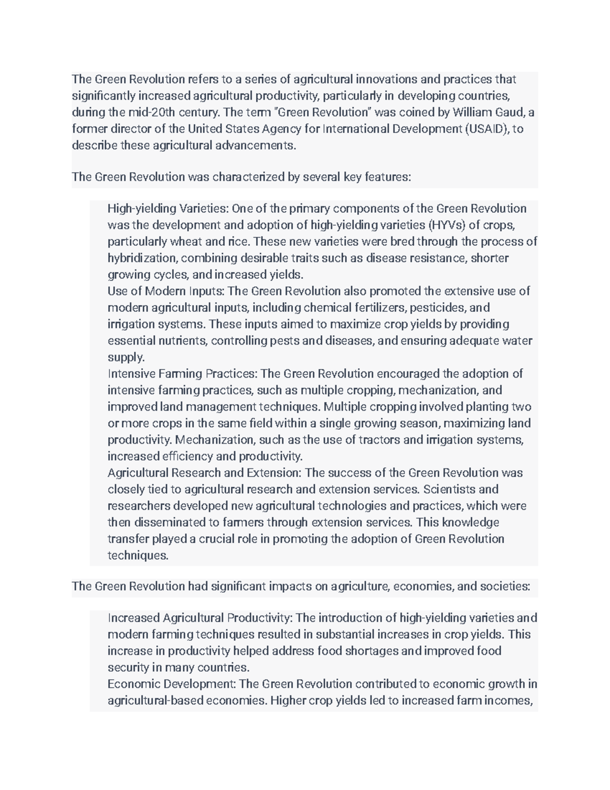 AP World History Green Revolution - The Green Revolution refers to a ...