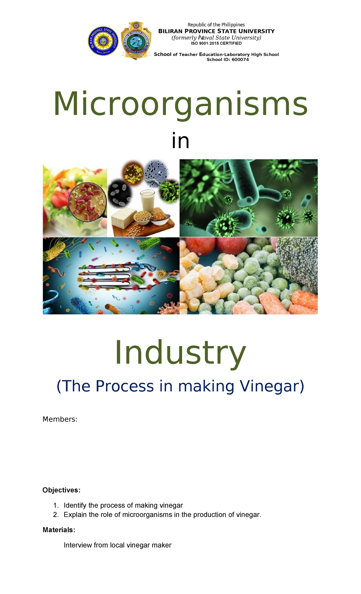 Microorganisms in Industry - BILIRAN PROVINCE STATE UNIVERSITY ...