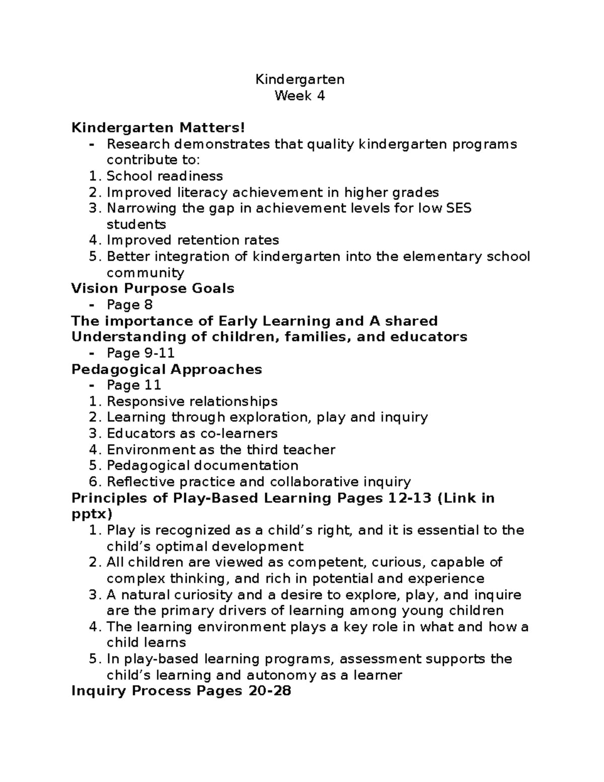 Kindergarten - Lecture notes 4 - ECE 322 - St. Clair College - Studocu