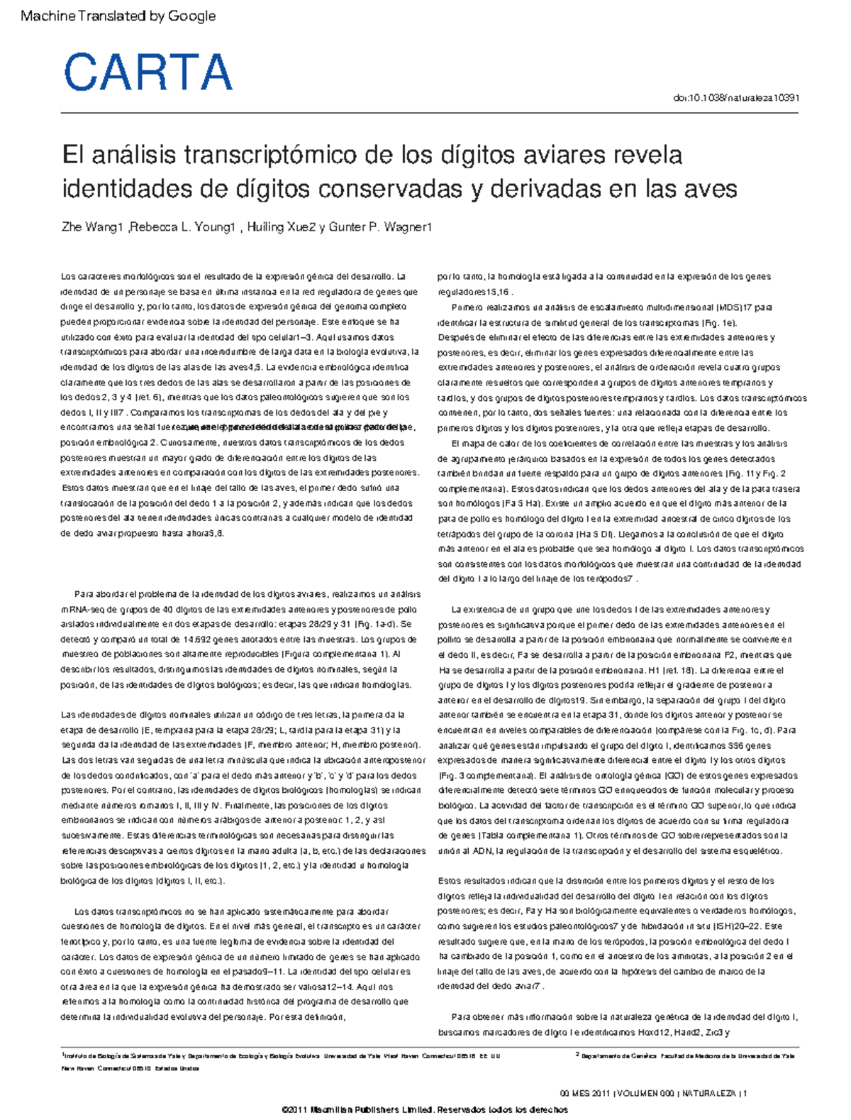 Transcriptomic analysis of avian digits reveals conserved and derived ...