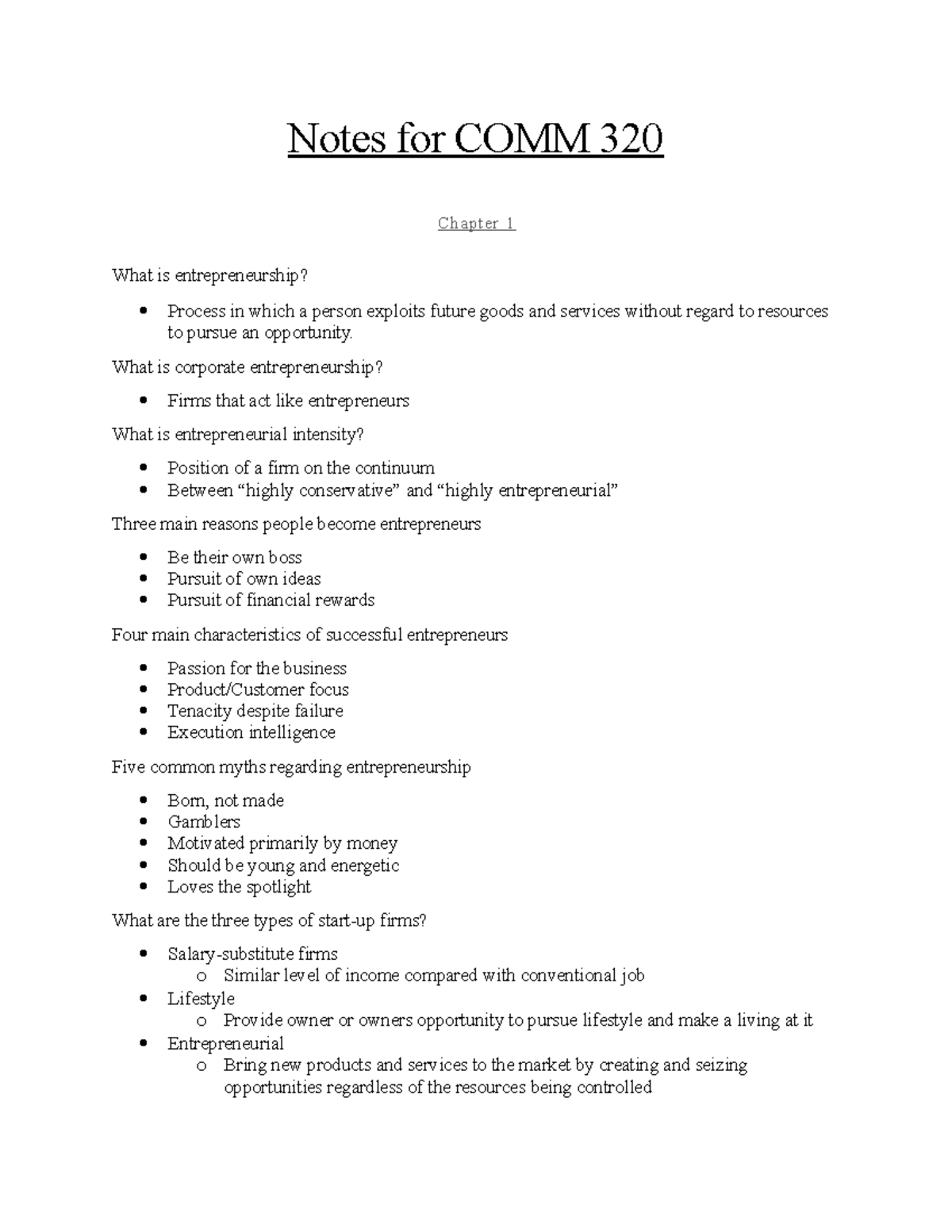 COMM 320 Ch. 1-5 Notes - Notes for COMM 320 Chapter 1 What is ...
