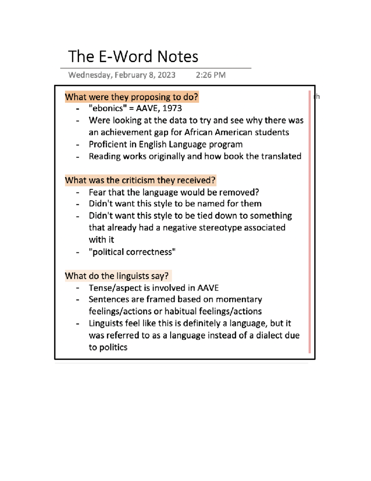 The E-Word Notes - Dr. Johnson - ANTH 101 - Studocu