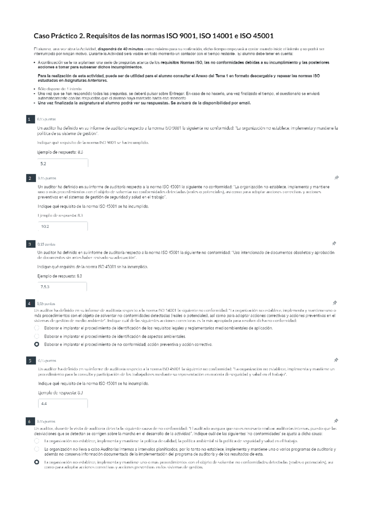 A14 CP2 (5) nota 1,05 - Caso Práctico 2. ISO 9001, 14001 y 45001 - Caso Práctico 2. Requisitos ...