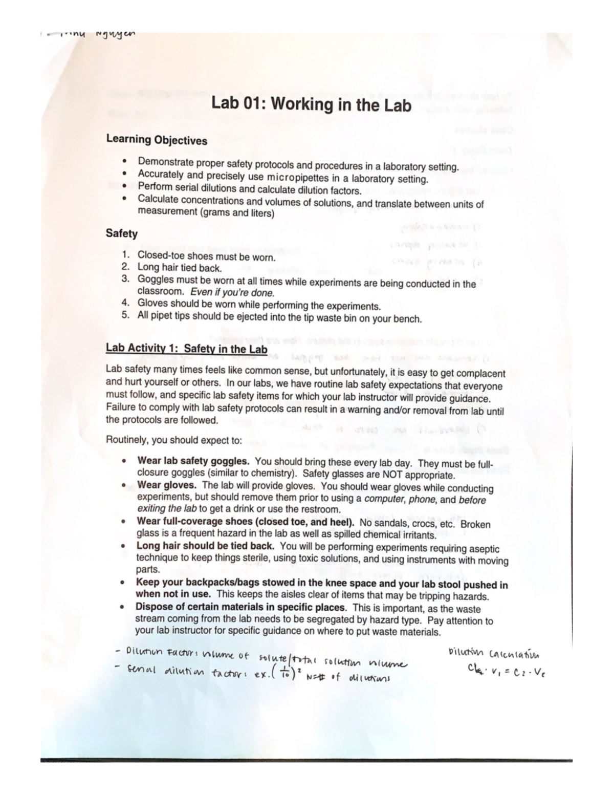 Lab 1-Working in the Lab - Studocu