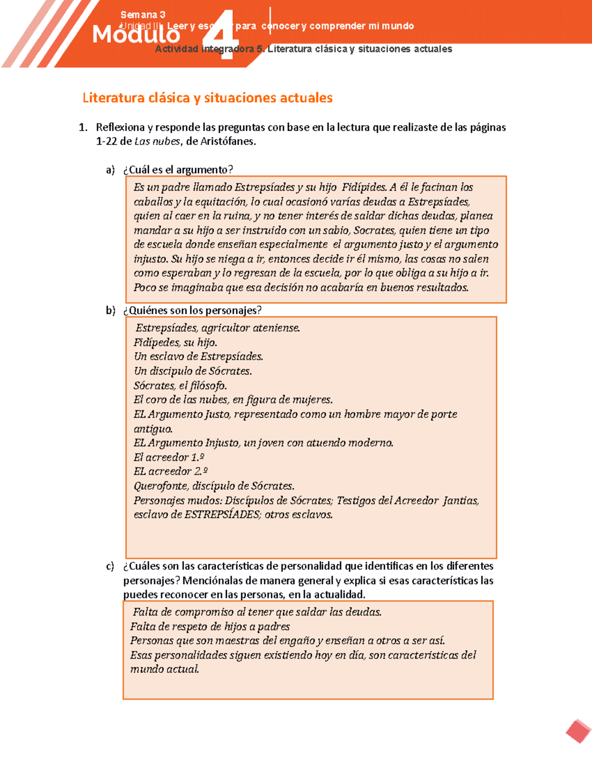Actividad integradora 4 Módulo 4 Prepa en Línea-Sep - Literatura clásica y situaciones actuales ...