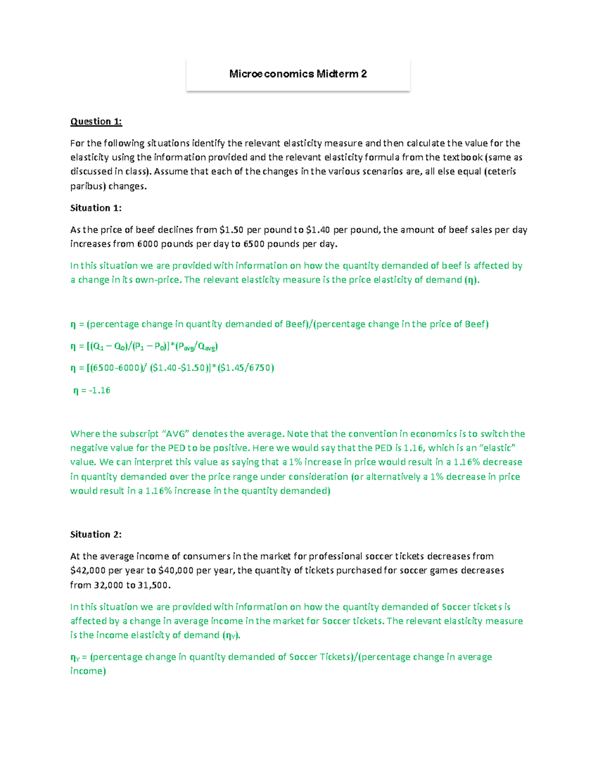Midterm Review 2 2018, questions and answers - Microeconomics 2 ...