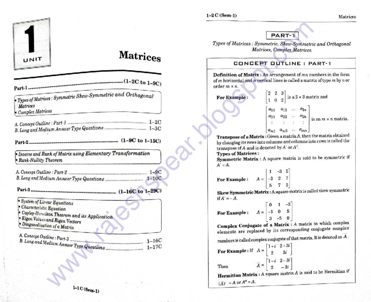 Unit-1 Matrices - Unit 1 of engineering mathematics - B.tech - Studocu