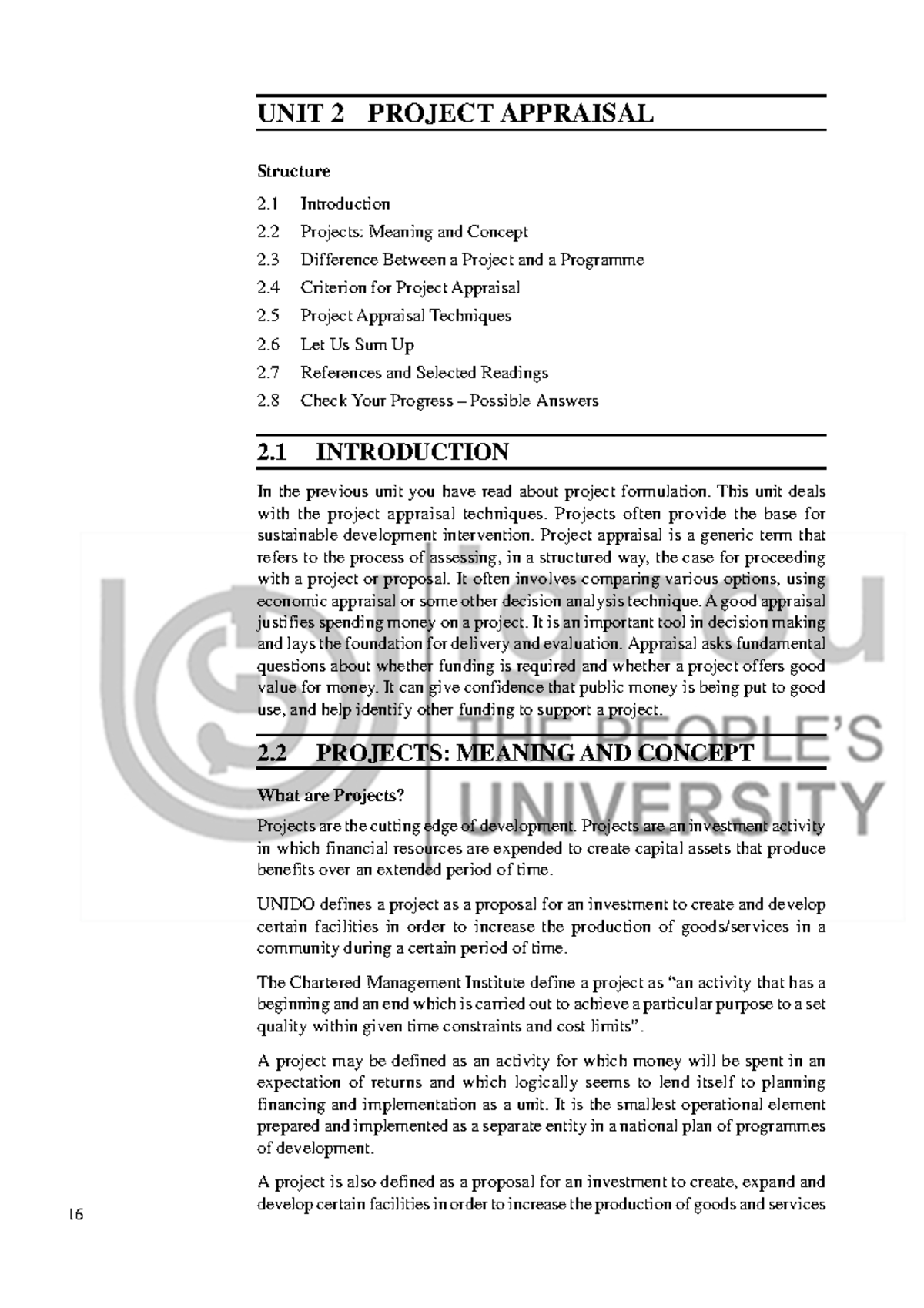 Unit-2 - Project Formulation and Management UNIT 2 PROJECT APPRAISAL ...