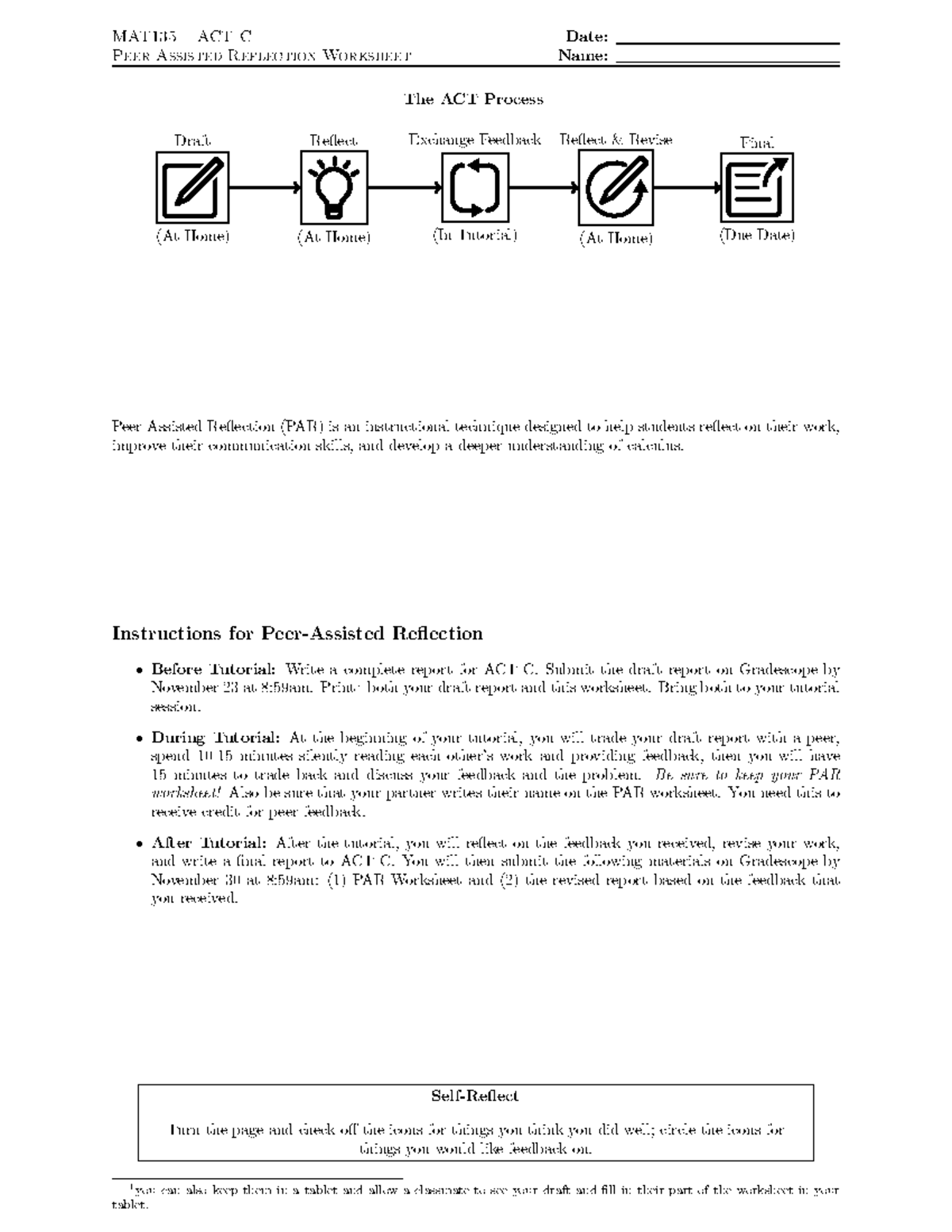 PAR C - par - MAT 135 – ACT C Peer-Assisted Reflection Worksheet Date ...