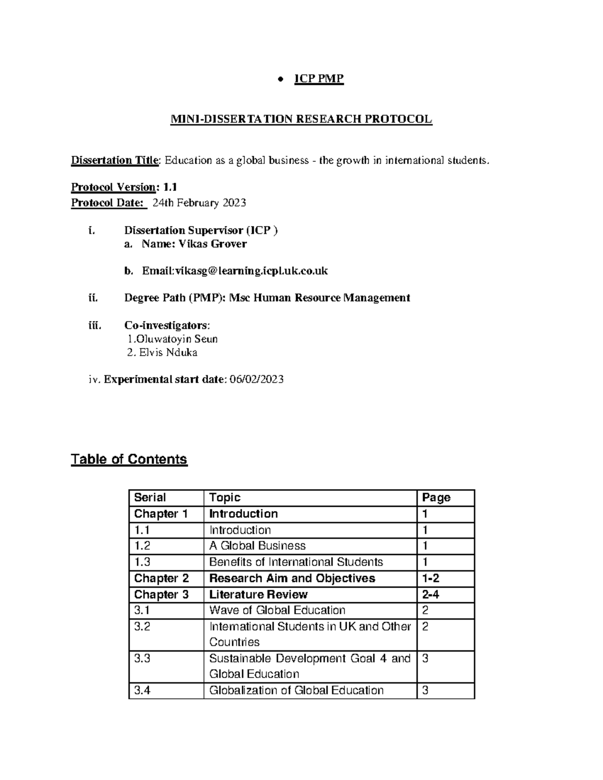 '2000 word protocol' PDF - ICP PMP MINI-DISSERTATION RESEARCH PROTOCOL ...