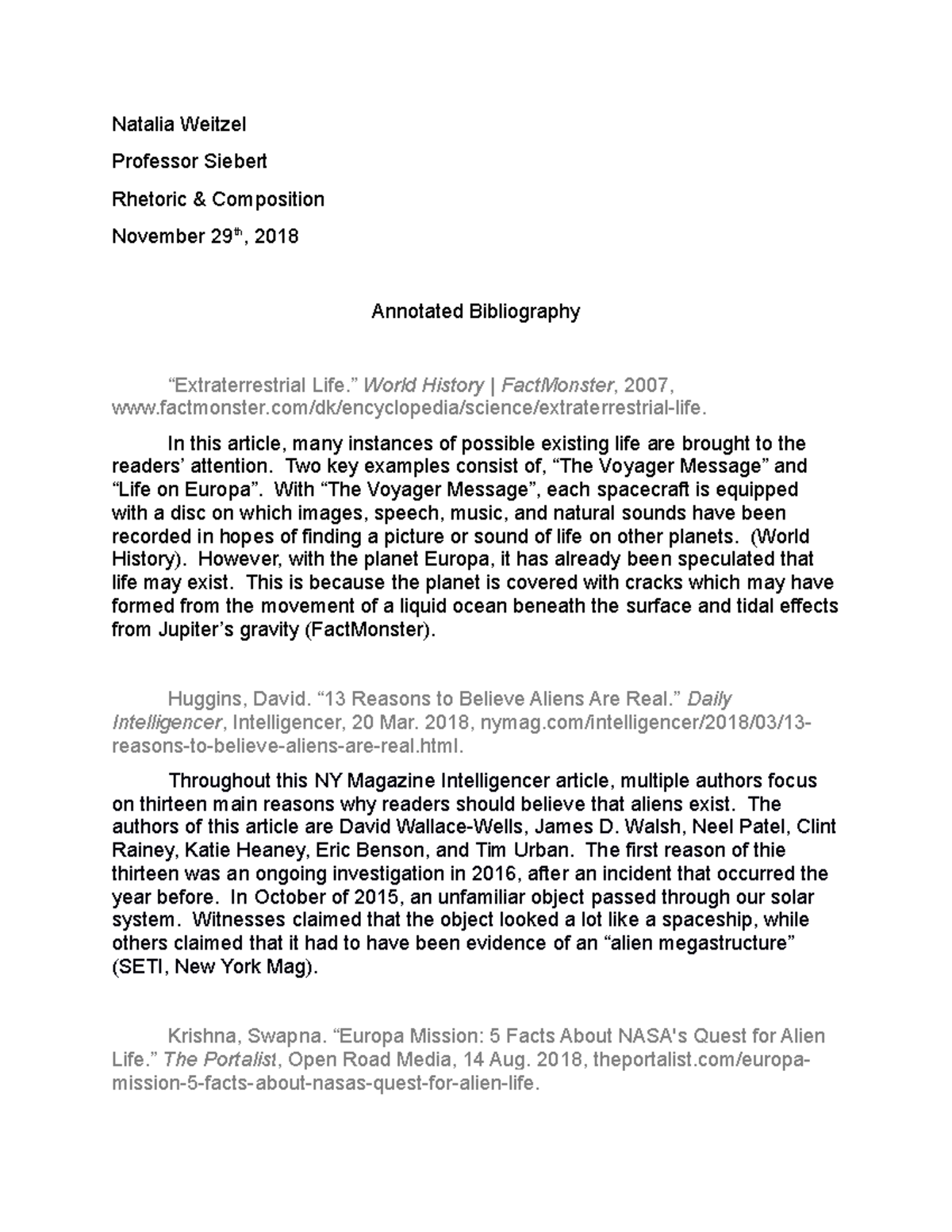 Annotated Bibliography - Natalia Weitzel Professor Siebert Rhetoric ...