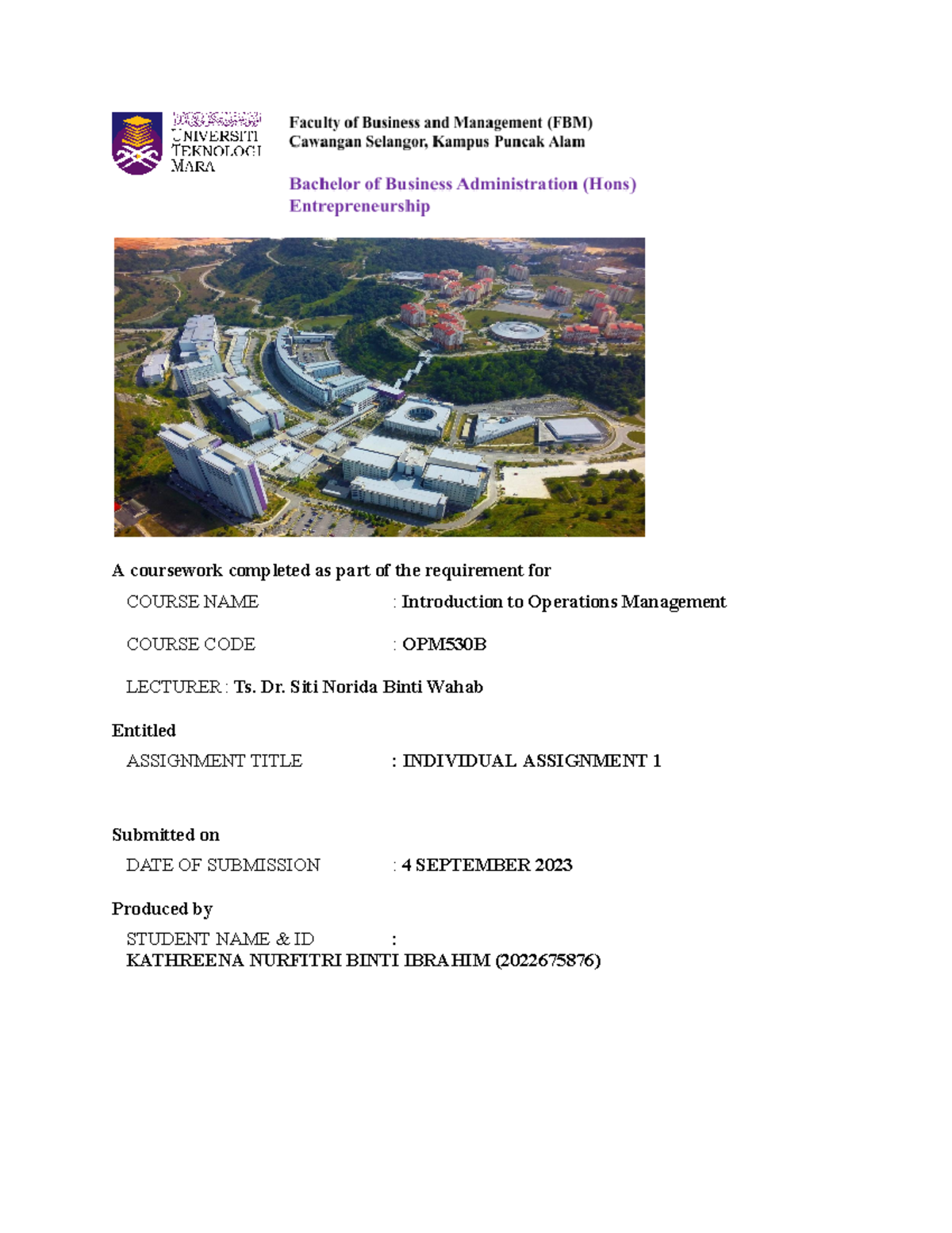 Example Assignment - A coursework completed as part of the requirement for COURSE NAME : - Studocu