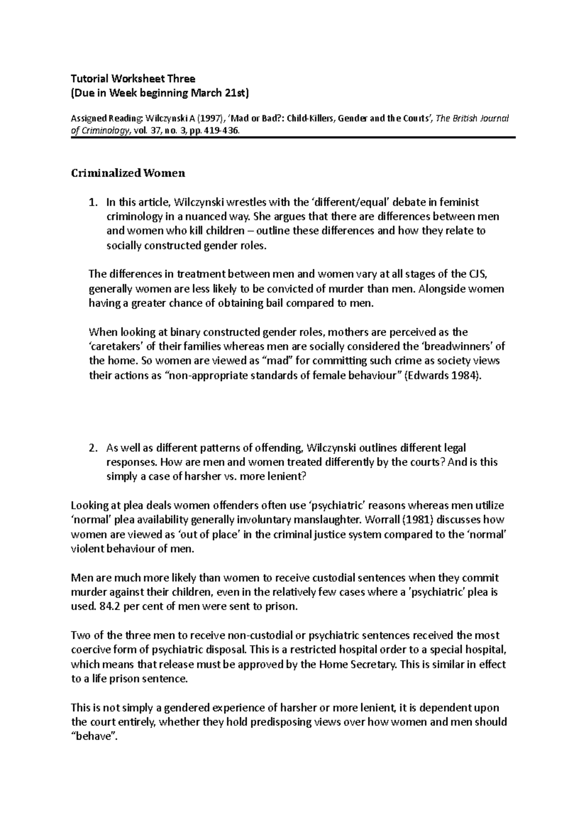 Tutorial Worksheet Three (Presentation Group One) - Tutorial Worksheet ...