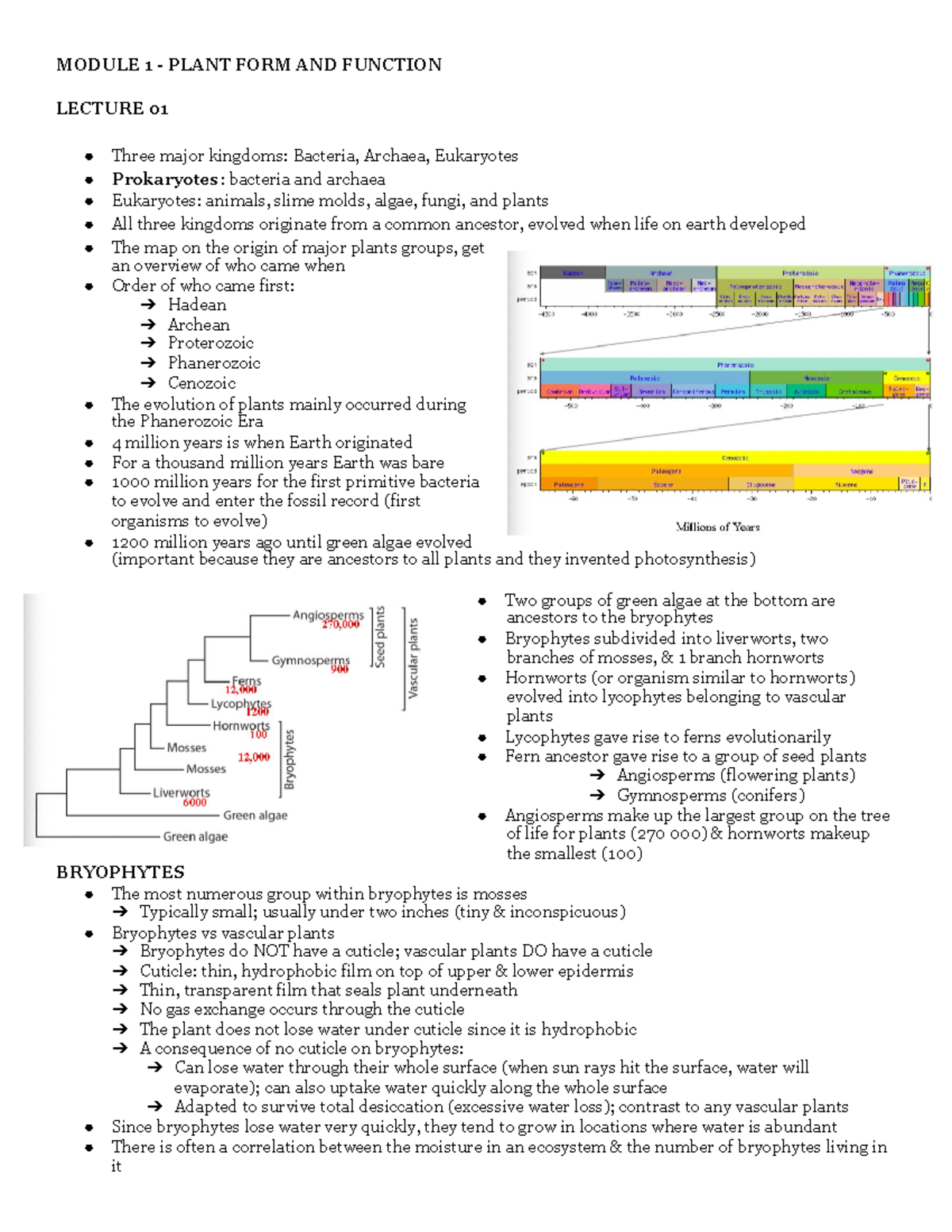 BIOA02 Lecture 01 - biology notes - MODULE 1 - PLANT FORM AND FUNCTION ...