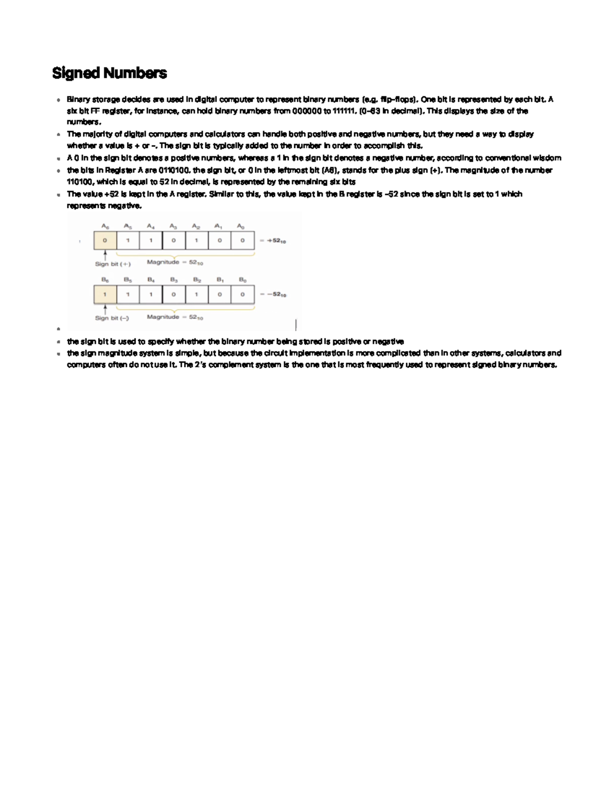 Signed Numbers - Prof. F. Fischman - Signed Numbers B i n a r y sto r a ...