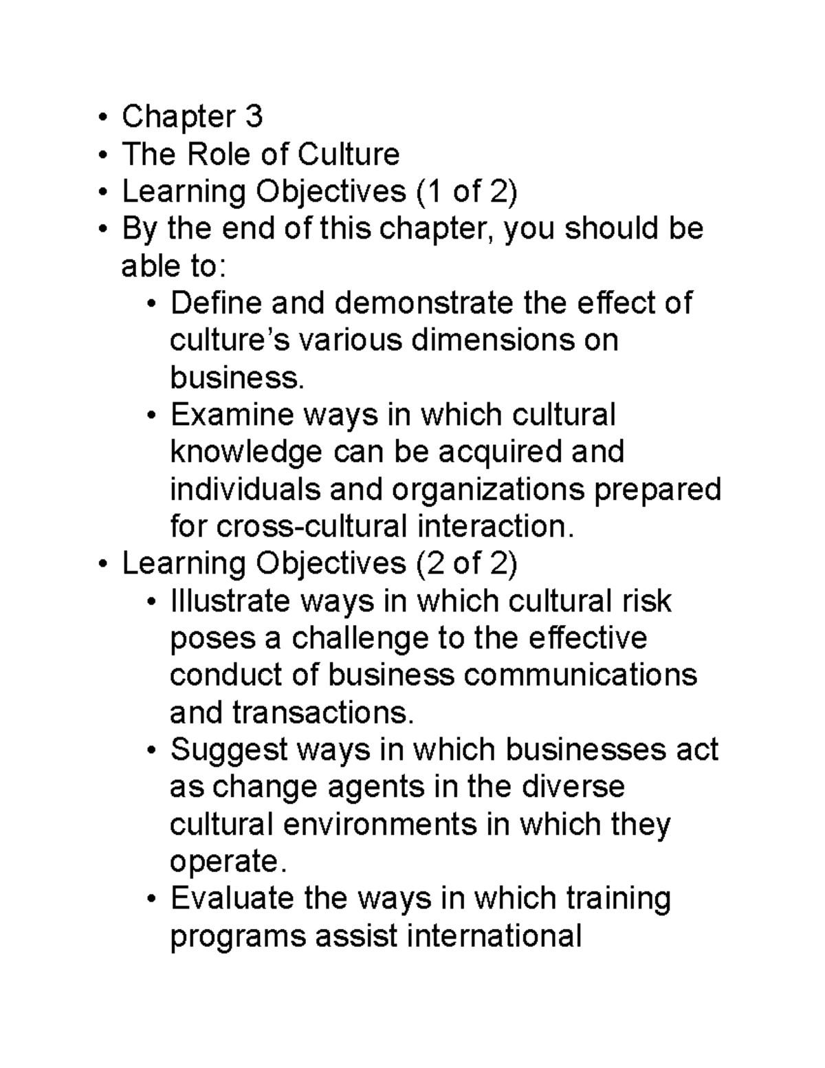 MKT ch3 The Role of Culture - Chapter 3 The Role of Culture Learning ...