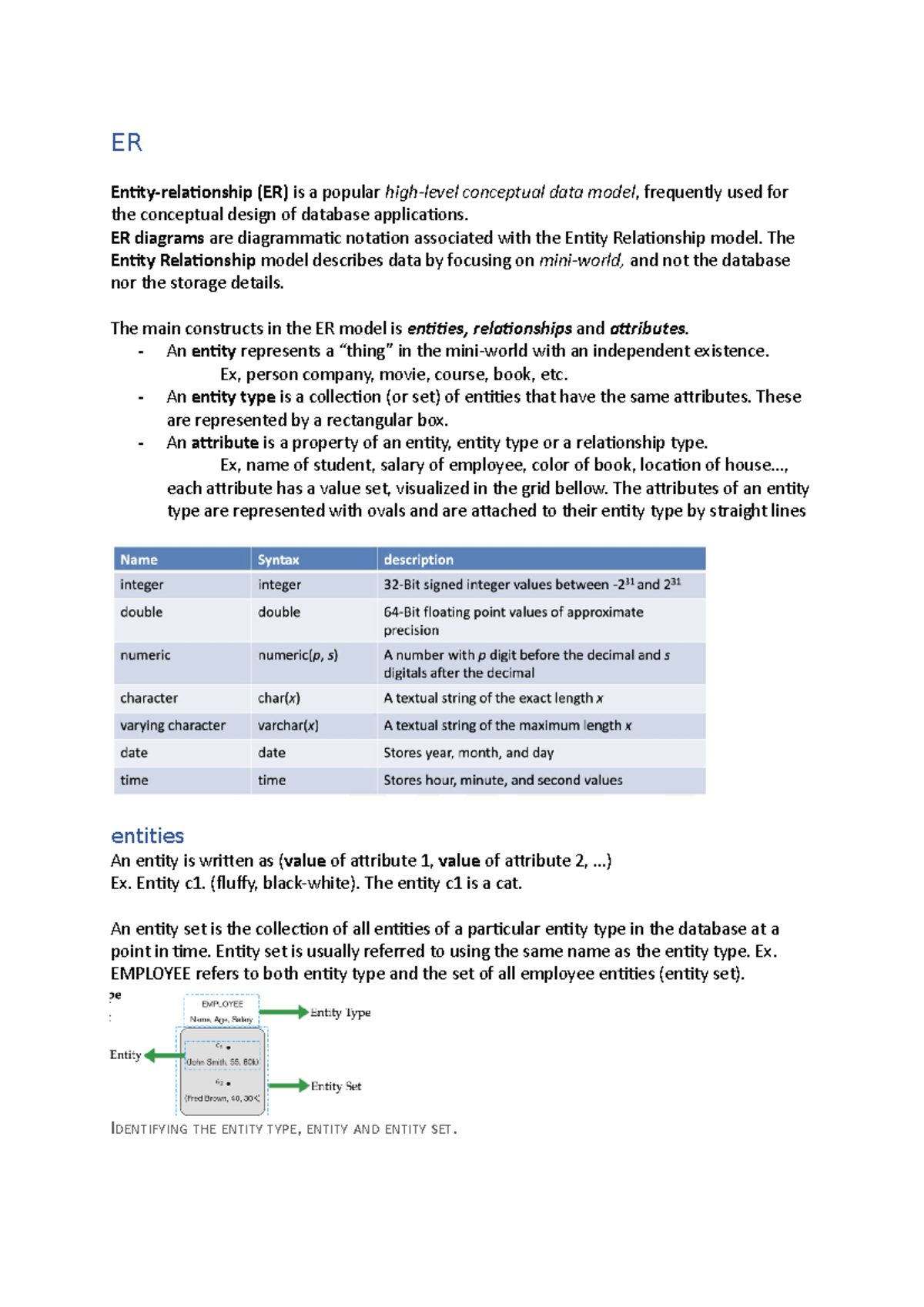Entity Relationship (ER) - ER Enity-relaionship (ER) is a popular high ...