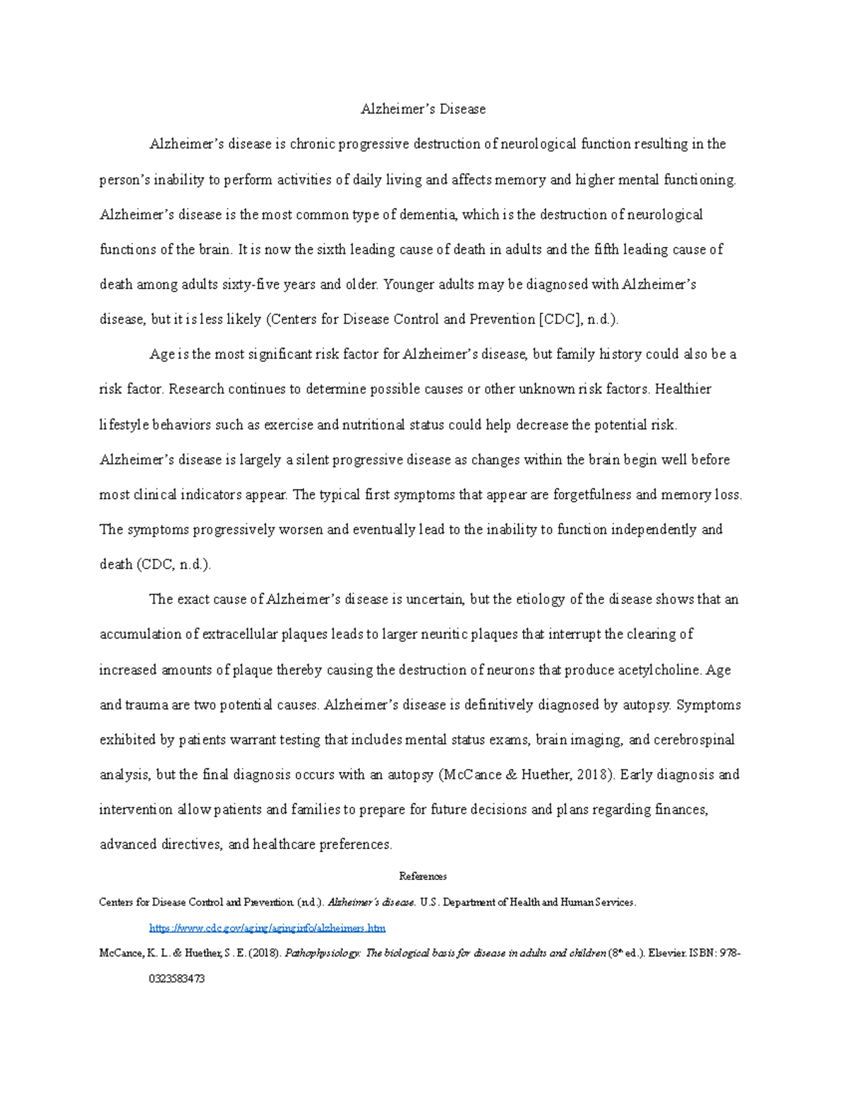 D027 Alzheimer's Disease - Alzheimer’s Disease Alzheimer’s disease is ...